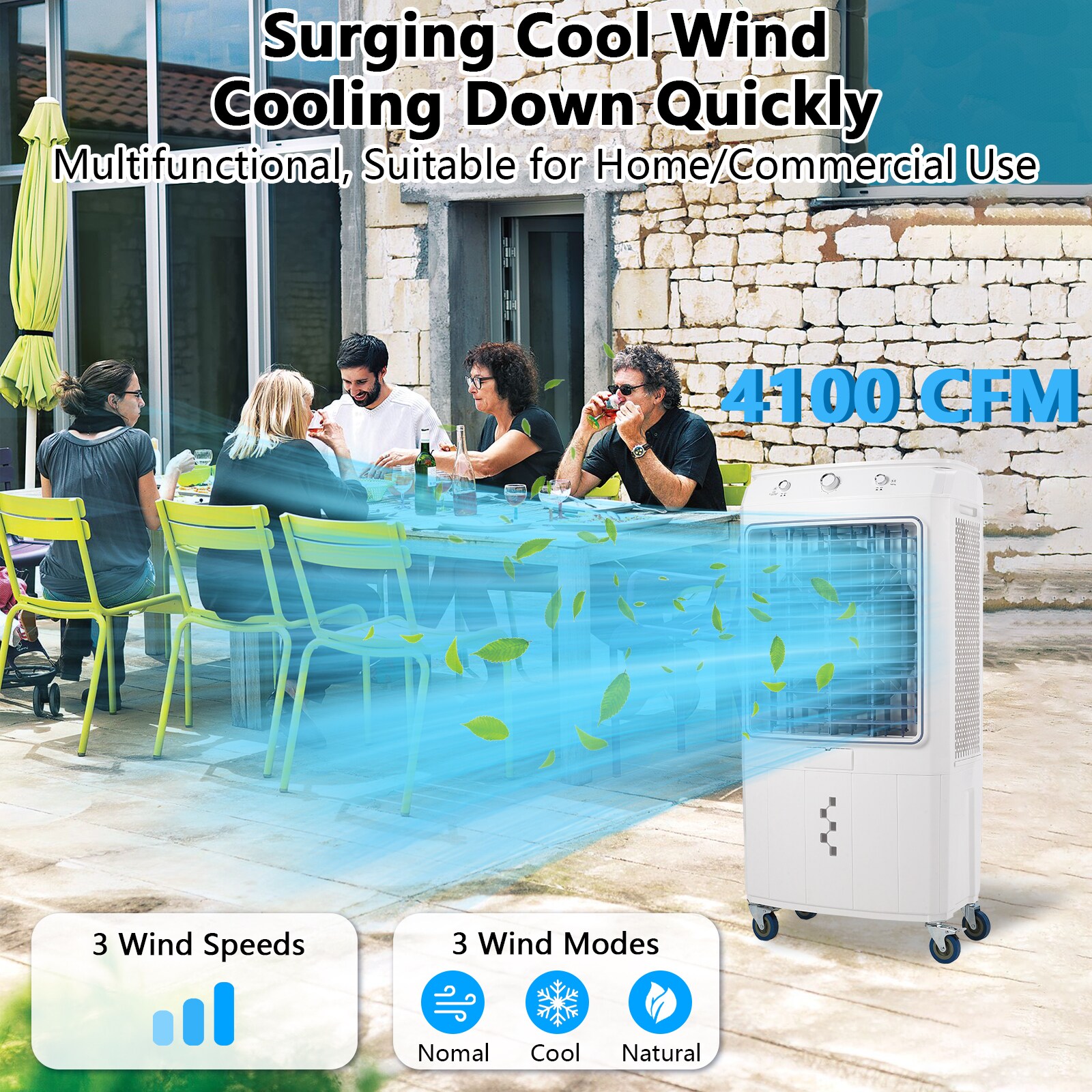 IdealHouse 3-In-1 Portable Evaporative Swamp Cooler 6000 CFM 15.8 ...