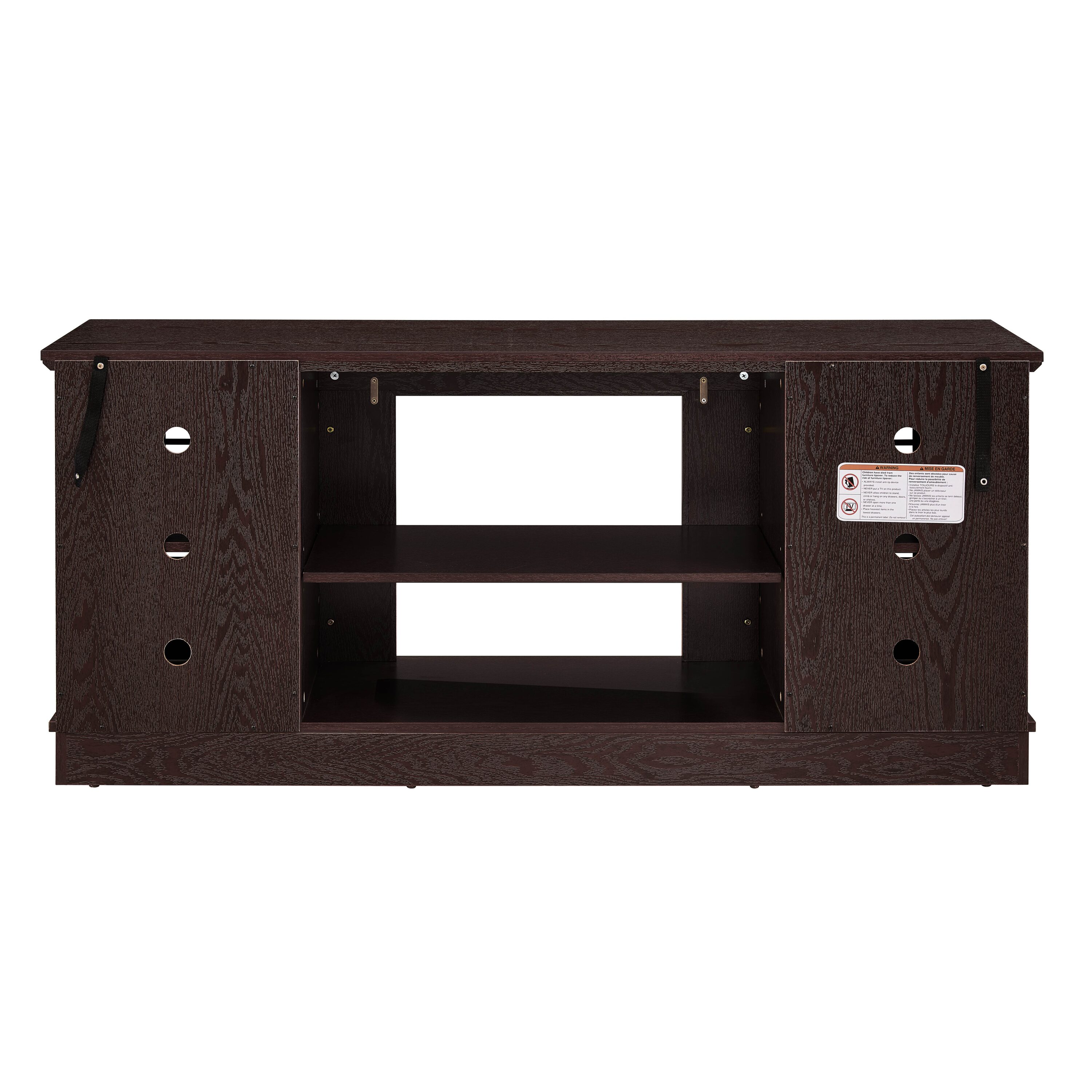 LOVMOR 58 Modern TV Stand 2 Door Storage Faux Stone Media Console ...