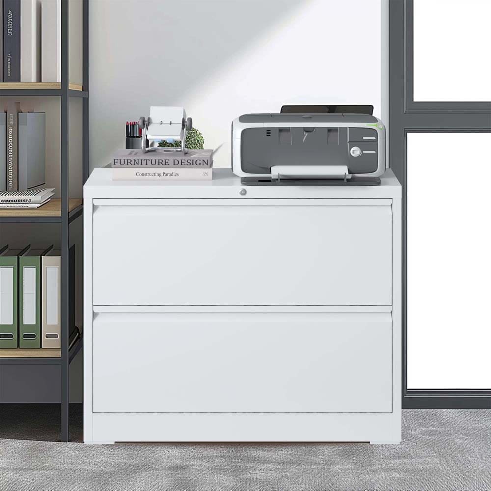SereneVita White 15.75D x 28.5H 2 Drawer File Cabinet with Lock Metal ...