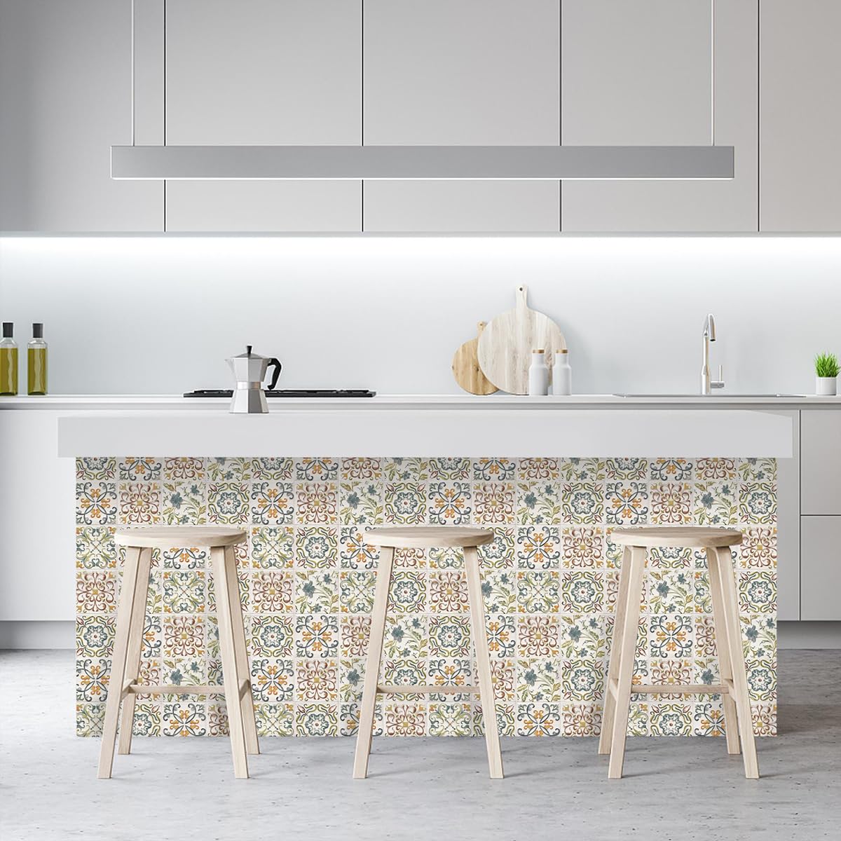 VEELIKE Bohemian Wallpaper Peel and Stick Faux Tile Contact Paper 17 in ...