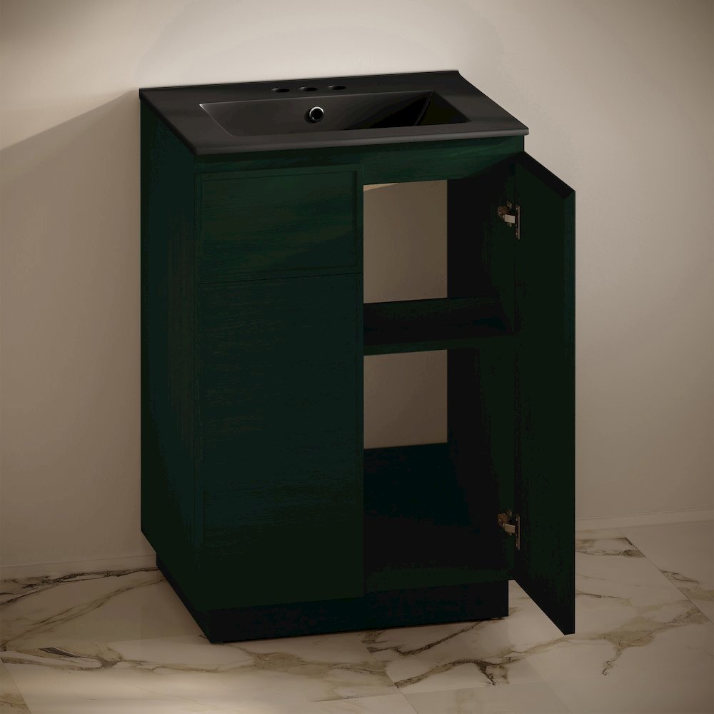 Swiss Madison 24 Freestanding Bathroom Vanity in Green Oak Black 3Hole ...