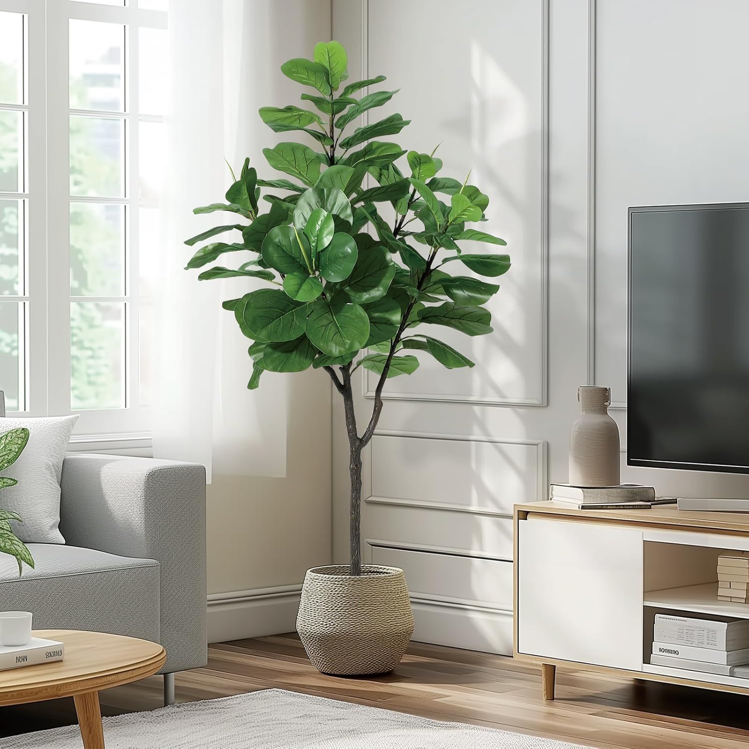 Der Rose 6ft Artificial Fiddle Leaf Fig Tree Modern Potted Ficus Lyrata ...