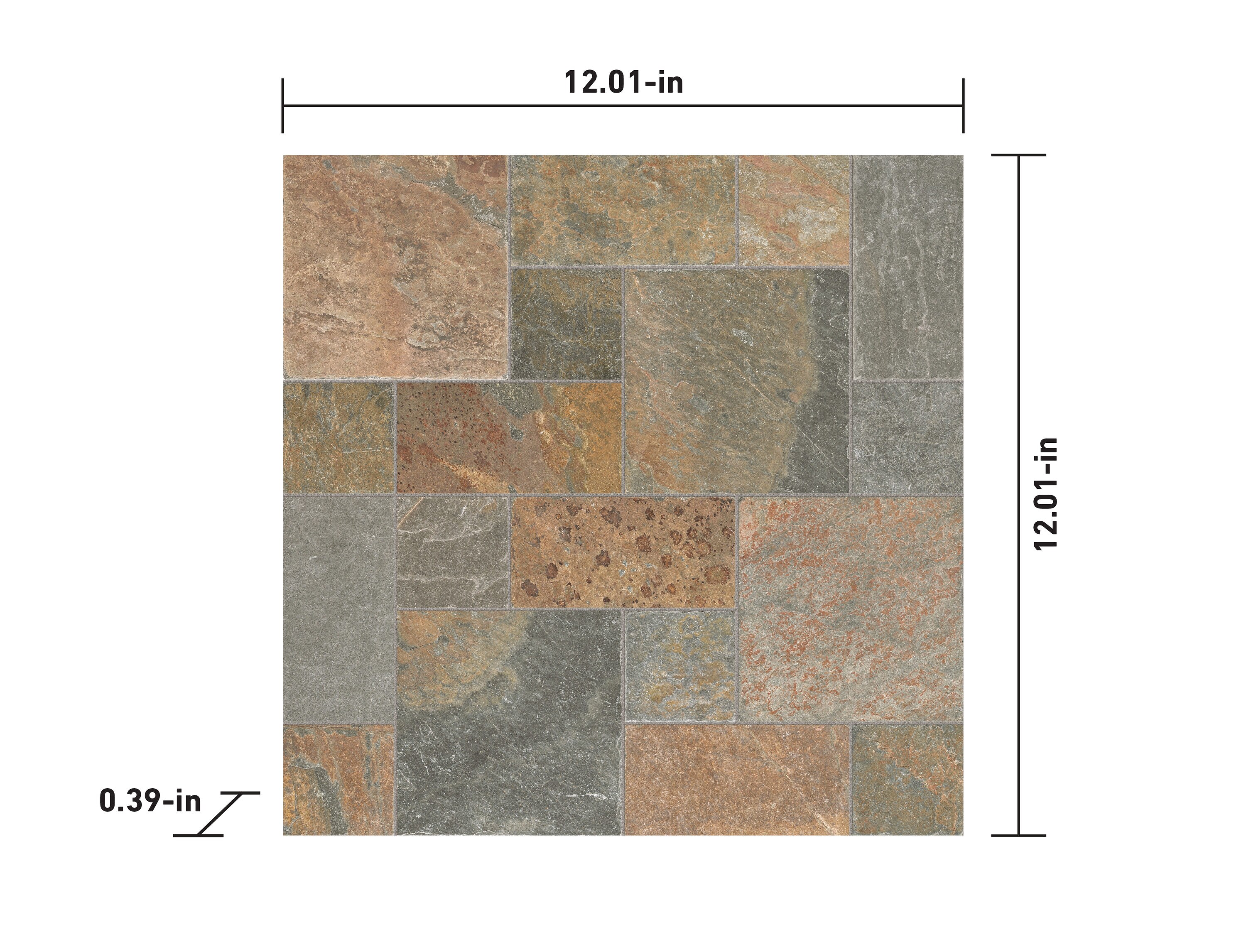 Satori Oxide 12-in x 12-in Natural Stone Slate Versailles Wall Tile (1 ...