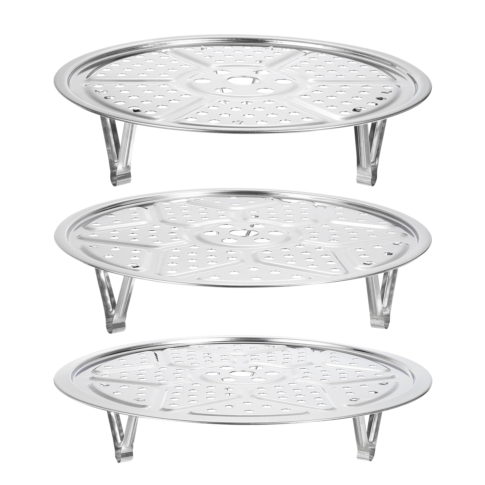 Unique Bargains 3pcs Stainless Steel Steamer Rack with Stand 8.6inch/9 ...