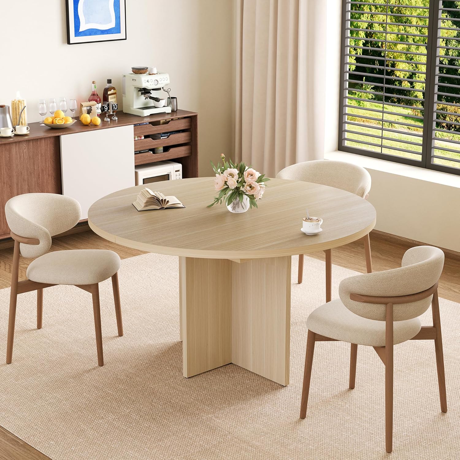 Garvee 43.3 to 59 inches Extendable Round Dining Table for 4 to 8 ...