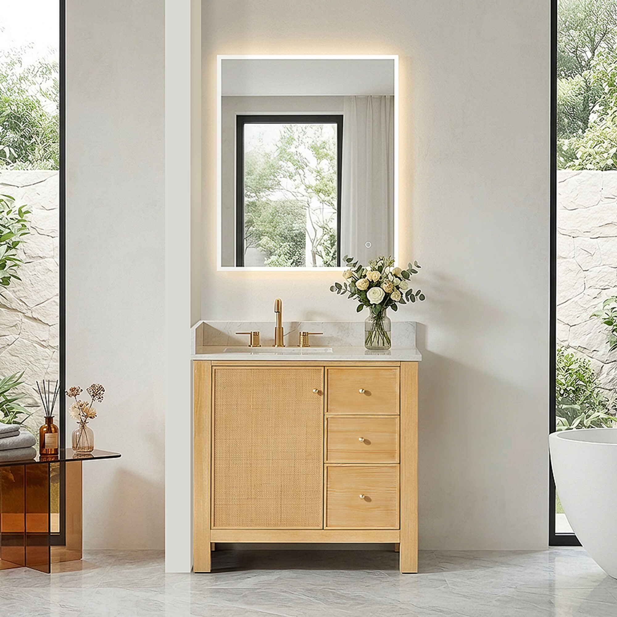 Altair Cedar 36-in Natural Wood Undermount Single Sink Bathroom Vanity ...