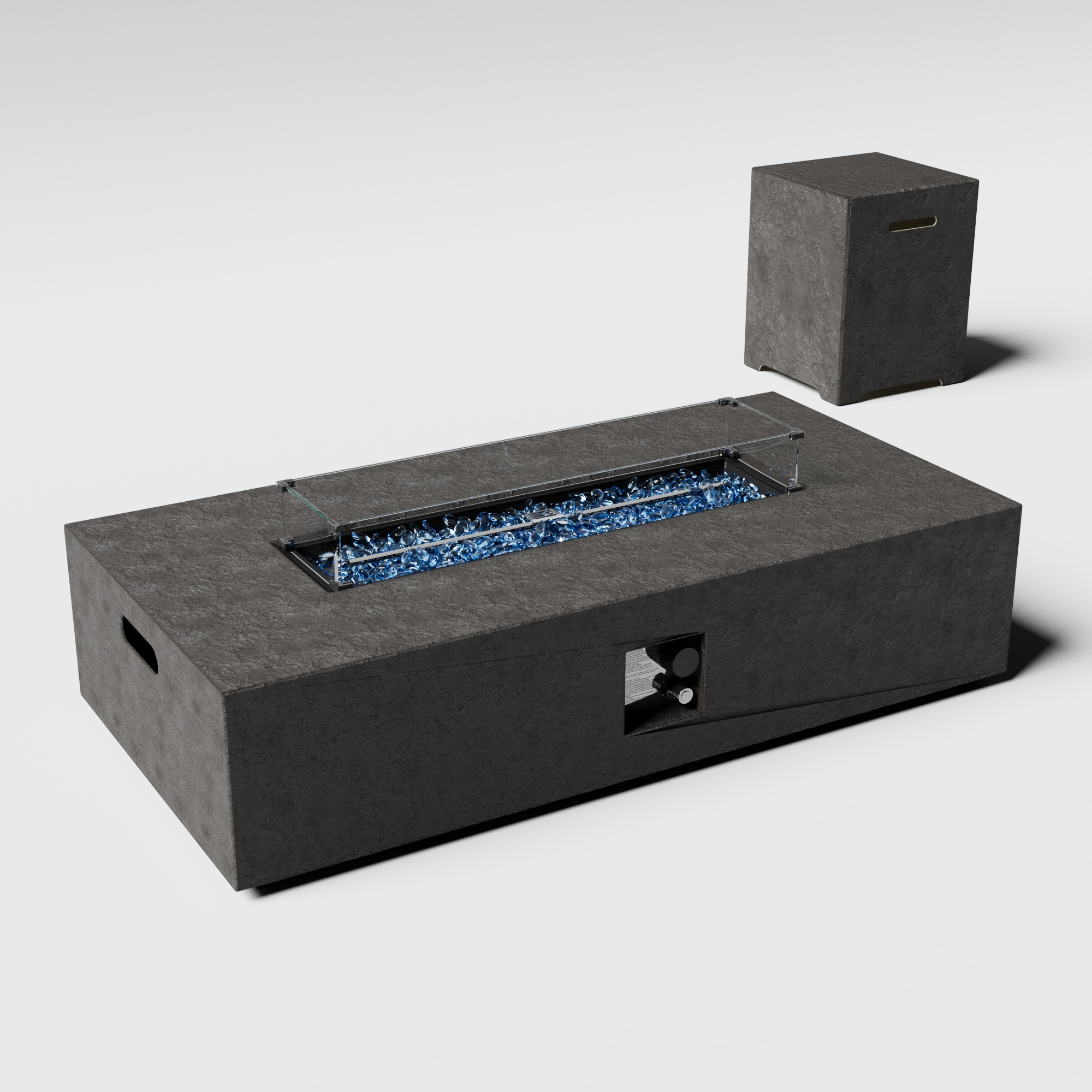 UPHA Concrete Propane Fire Pit Table 42-in W 50000 Maximum BTUs ...