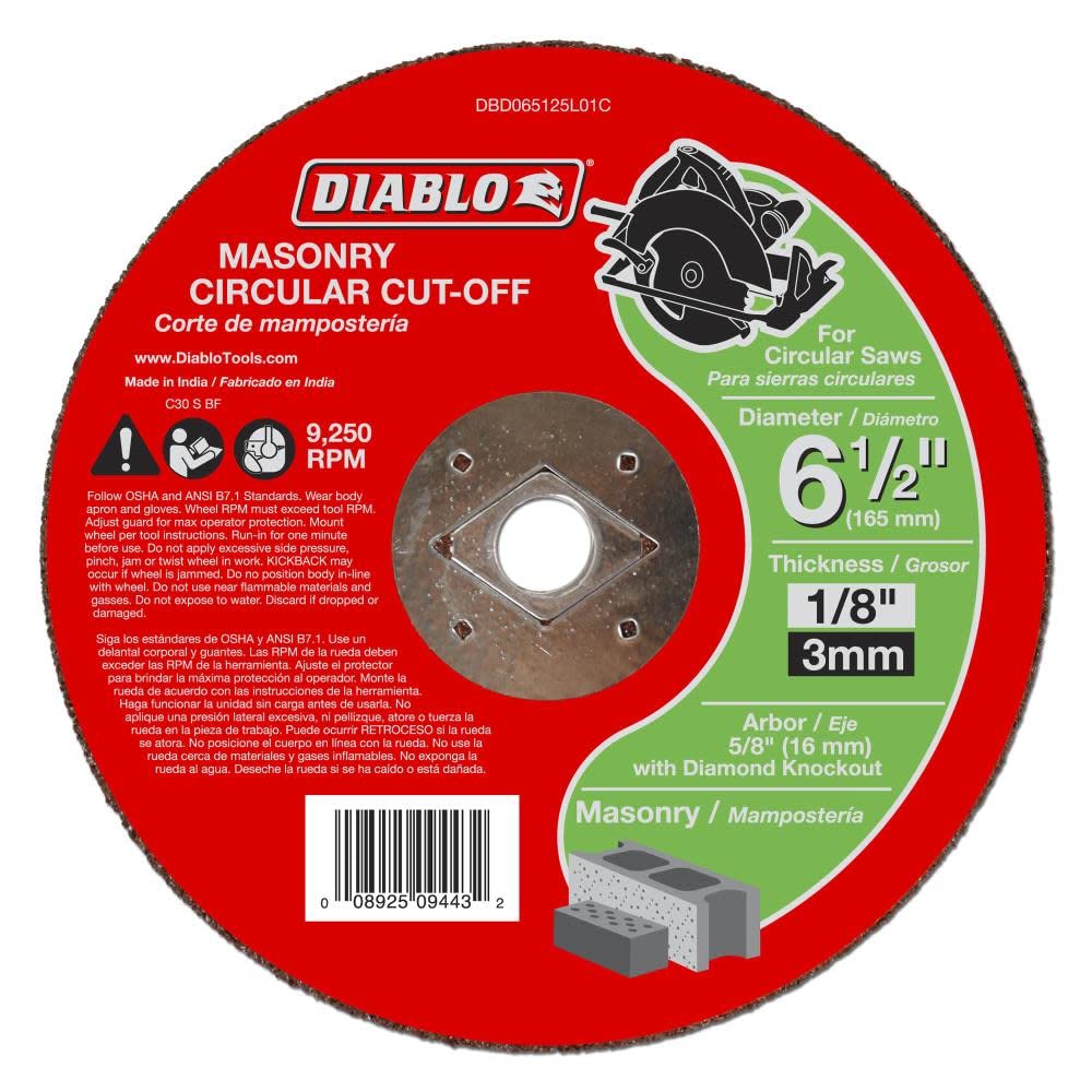 Freud 6.5 in. x 1/8 in. Masonry Cut-Off Wheel 7/8 in. Arbor in the ...