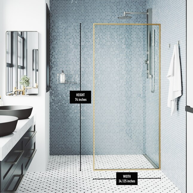 Vigo Meridian Matte Brushed Gold 34 In W X 74 In H Framed Fixed Shower