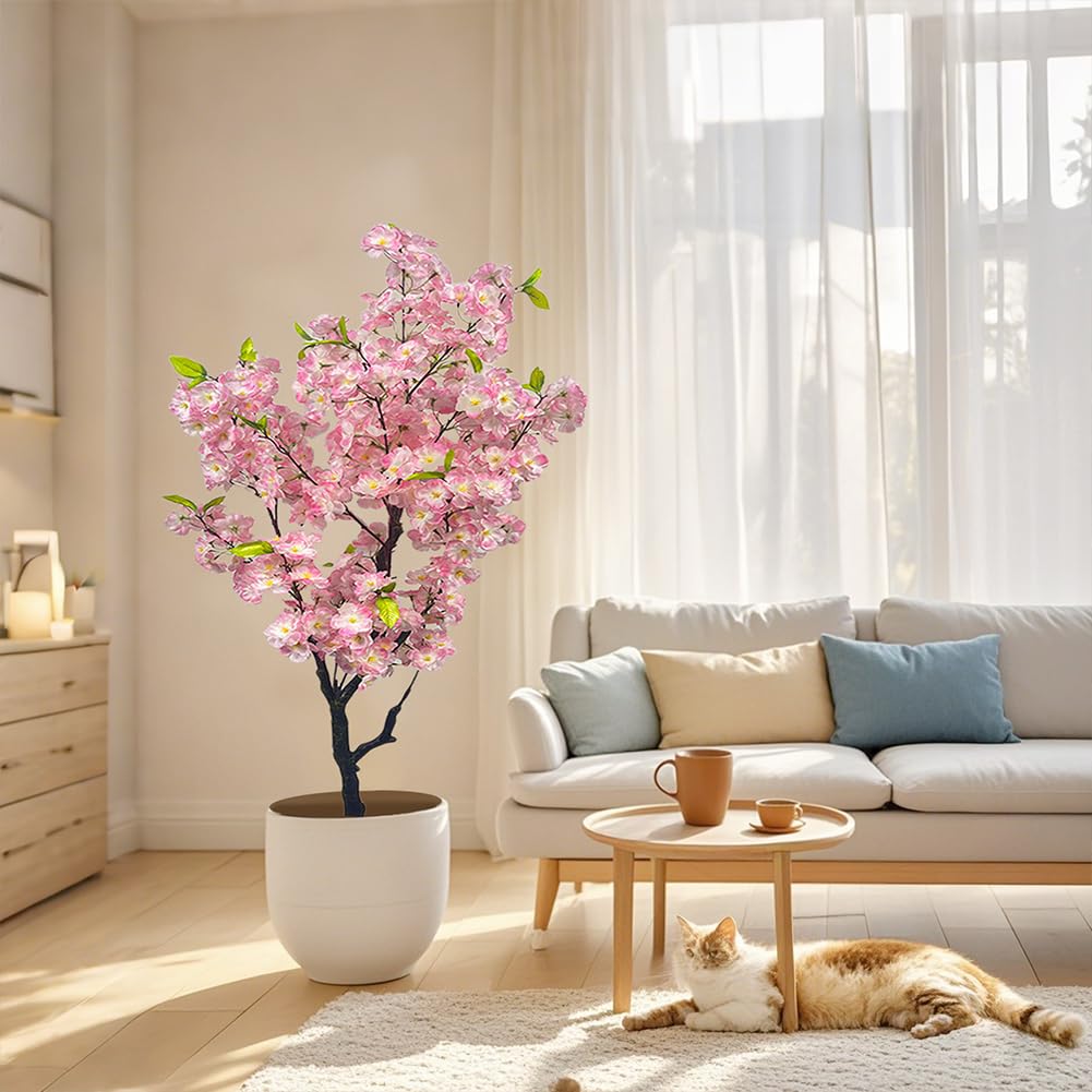 Der Rose Cherry Blossom Artificial Trees 5Ft Tall Realistic Fake Tree ...