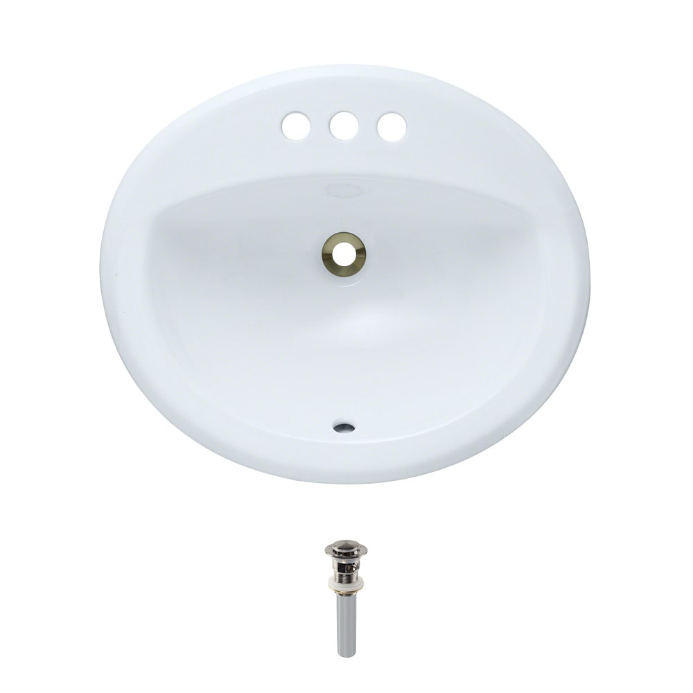 Mr Direct White Porcelain Drop In Oval Traditional Bathroom Sink With