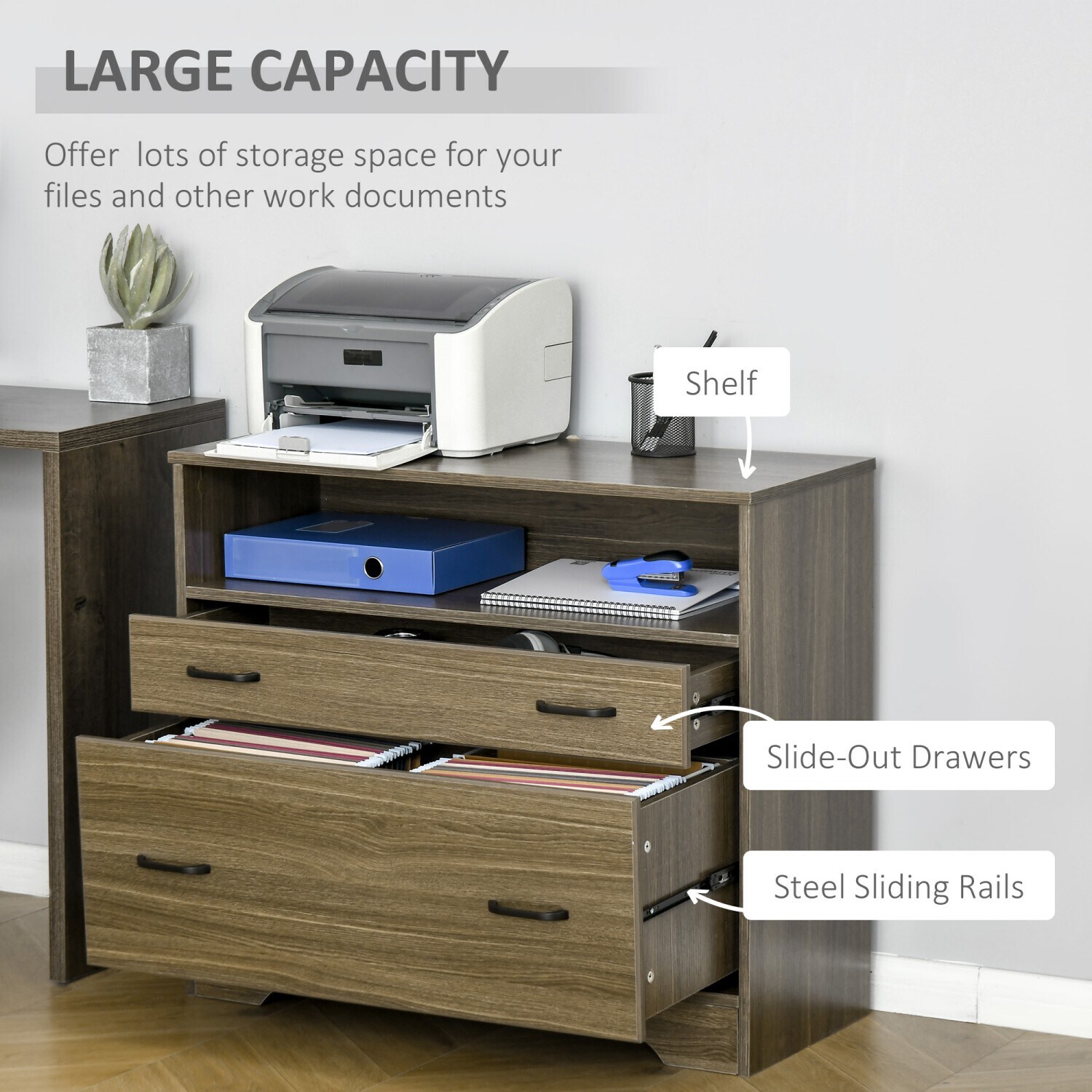 Miki Shinly Charcoal grey 2 -Drawer 13.8-in File Cabinet in the File ...