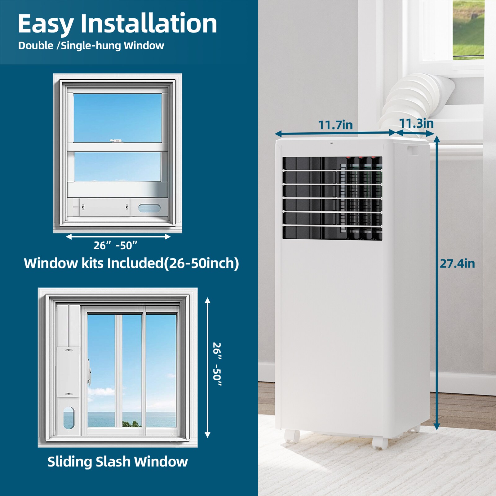 IdealHouse White And Black 8000 BTU 3-In-1 Portable Air Conditioner ...