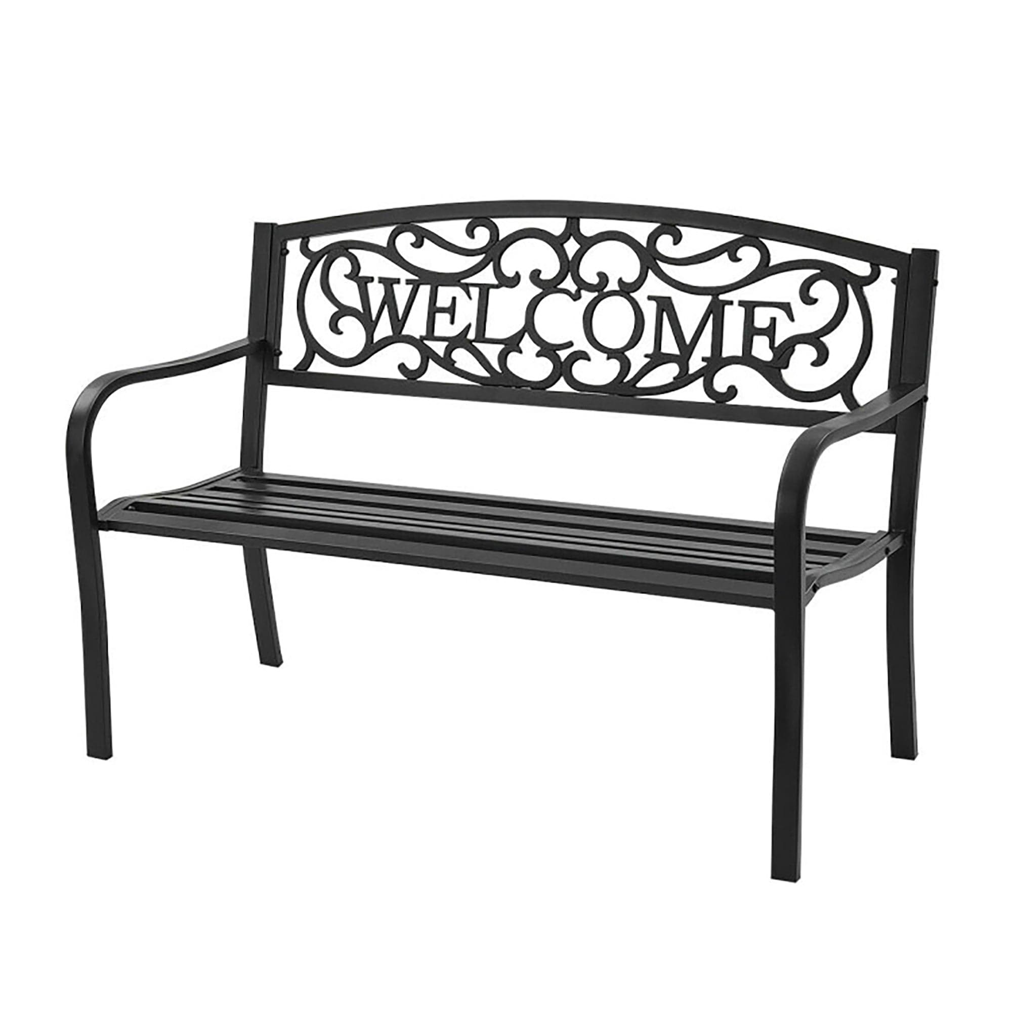 Boyel Living Black Garden Metal Bench with Elegant Bronze Finish and ...