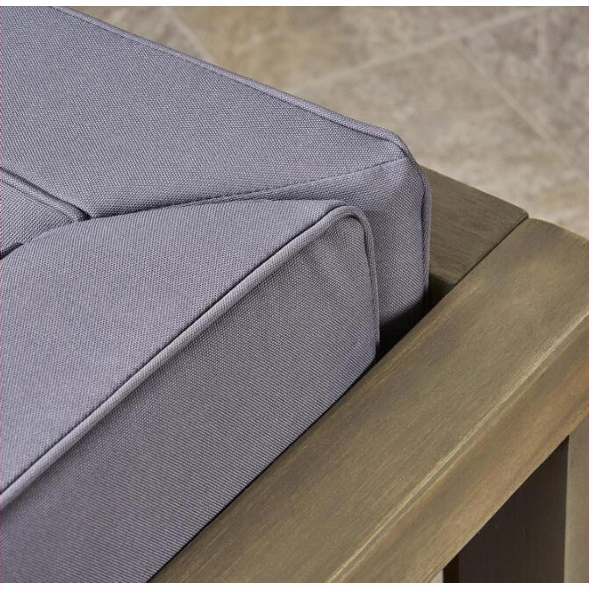 Watnature Classic Gray Acacia Wood X-Back Configurable Loveseat for ...