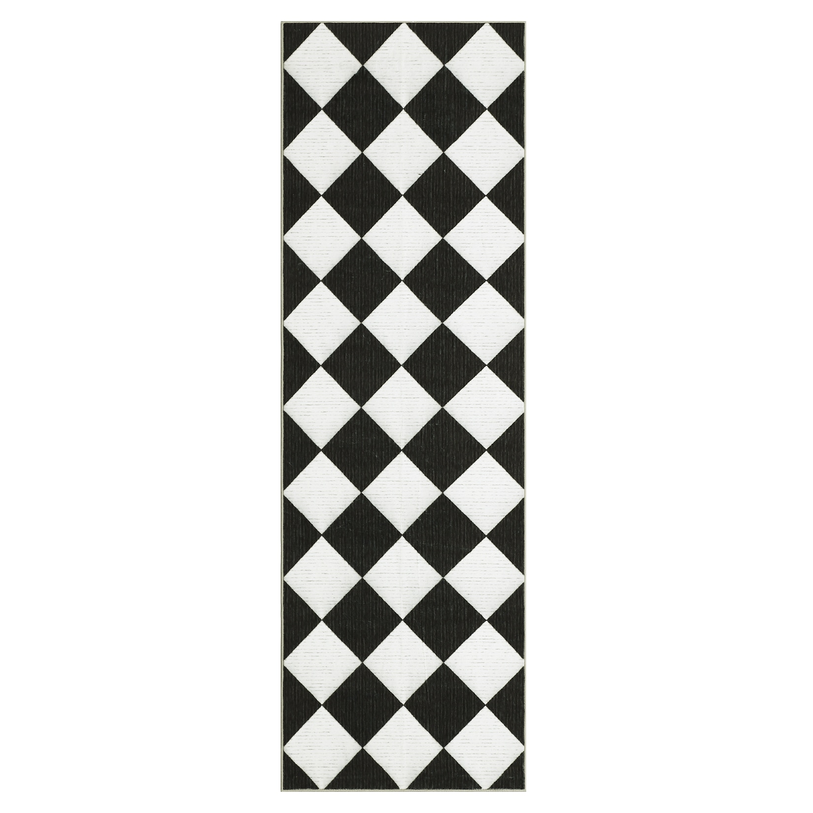 Garvee 2 x 6 ft Black White Machine Washable Geometric Checkered Soft ...