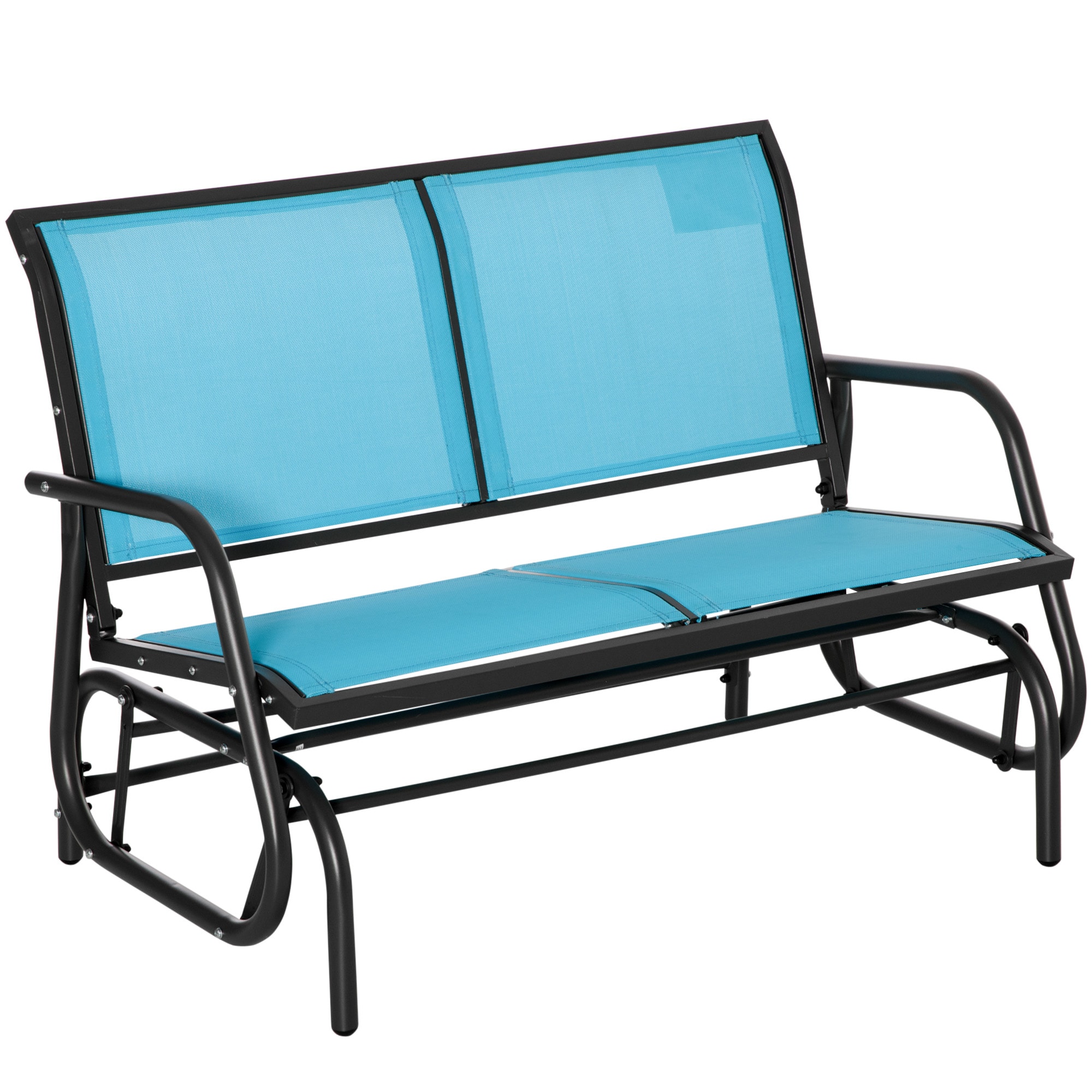 Siavonce Blue Steel Frame Glider Rocking Chair with Mesh Seat in the ...