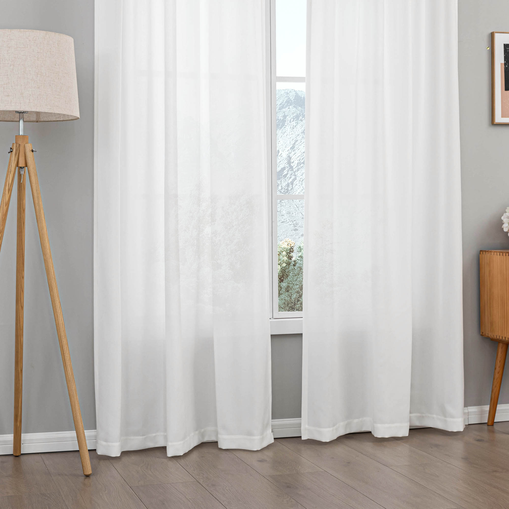 Awesome Home 52-in W x 84-in L White Linen Texture Light Filtering Back ...