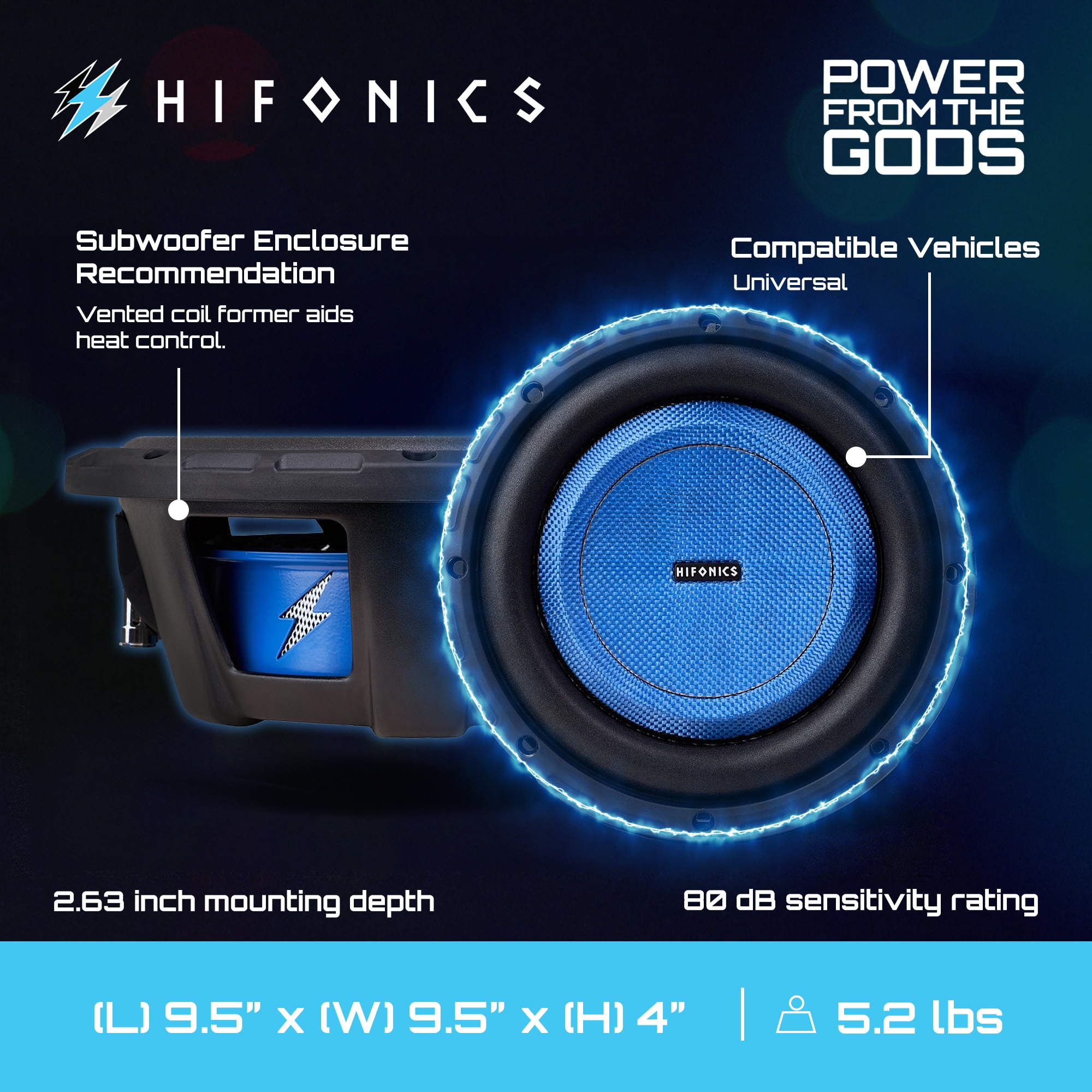 Hifonics ELITE 8” Shallow Subwoofer Dual Voice Coil Car Audio Speaker ...
