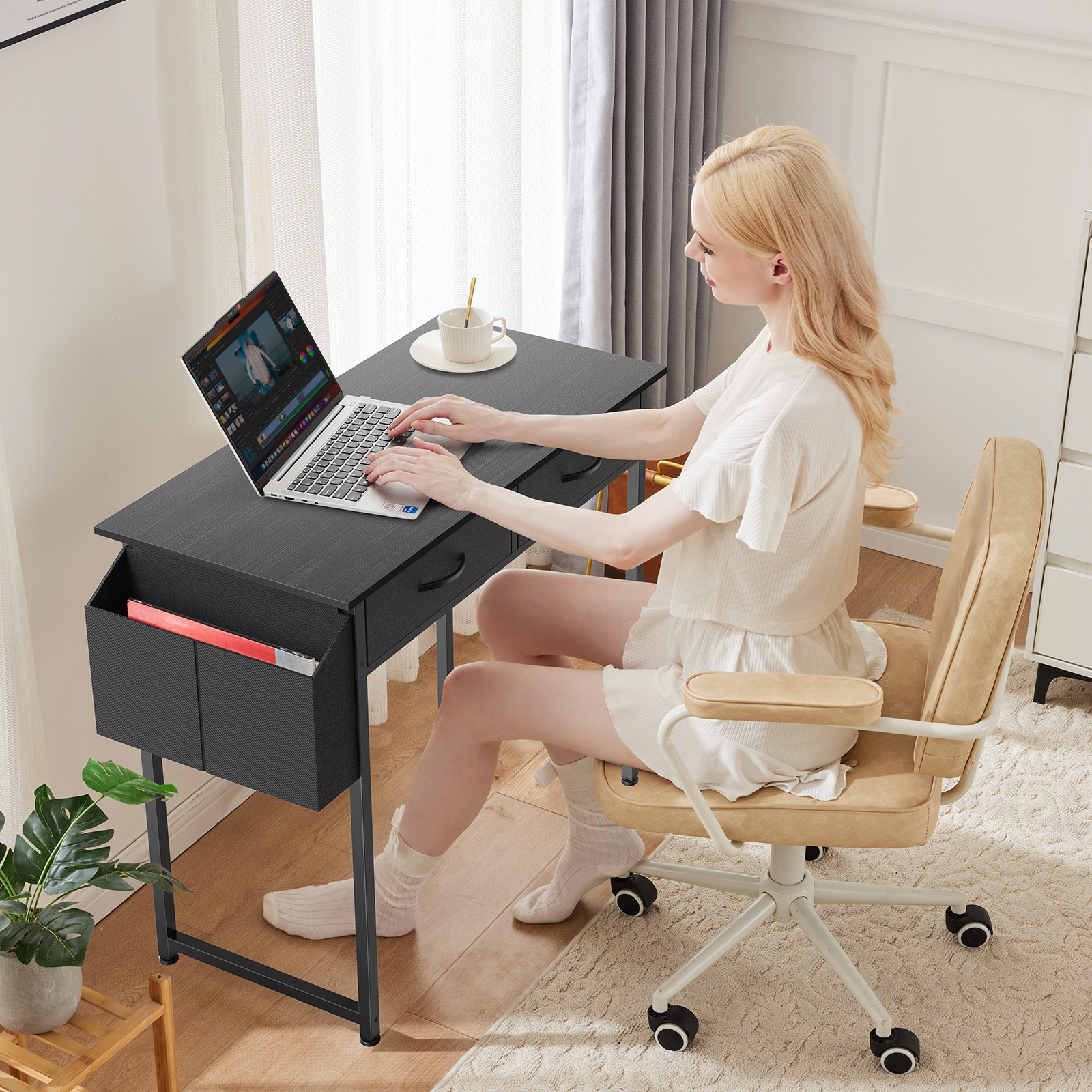 Wooakway 32 Inch Small Home Office Bedroom Computer Desk Writing Study ...