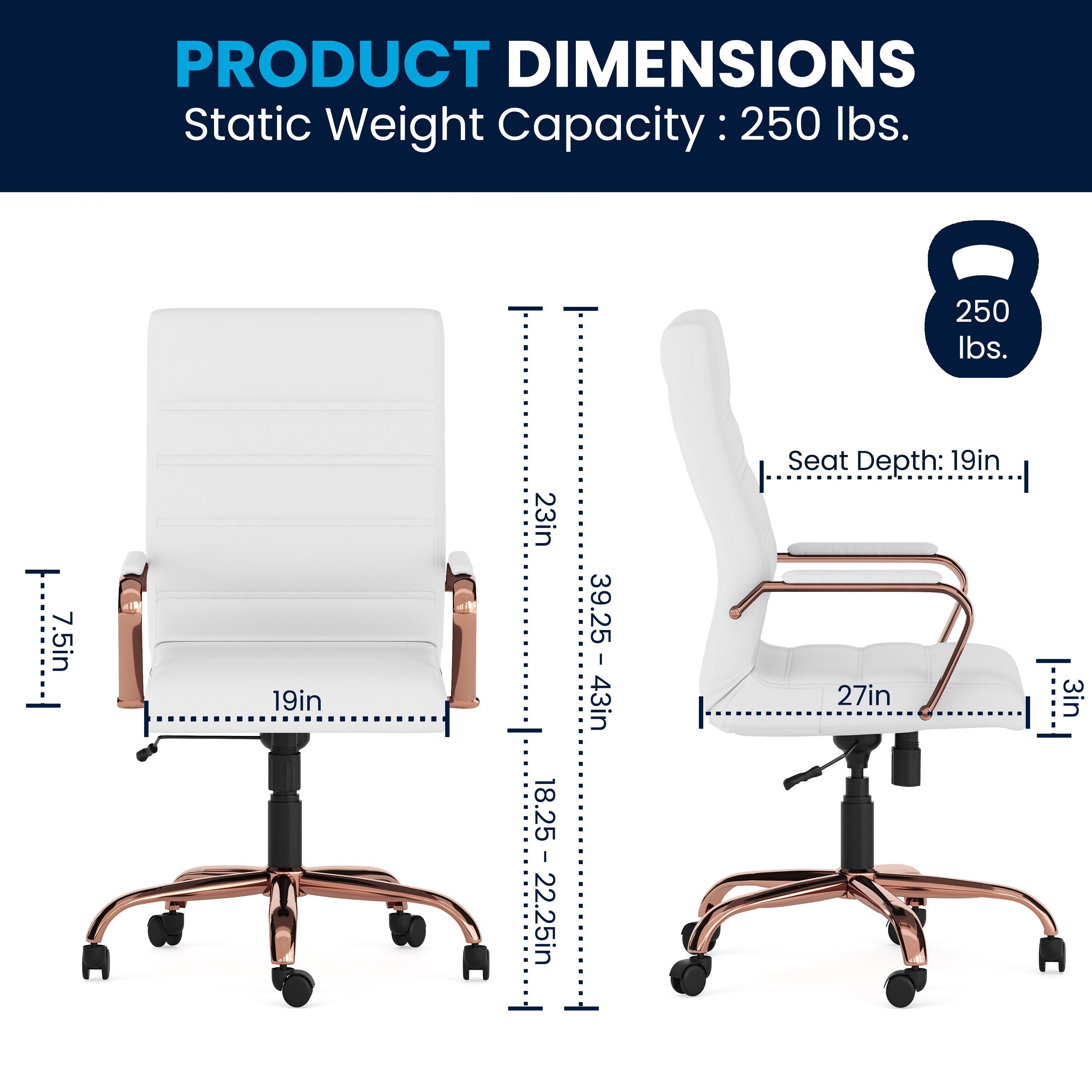 Emma + Oliver High Back White LeatherSoft Executive Swivel Office Chair ...