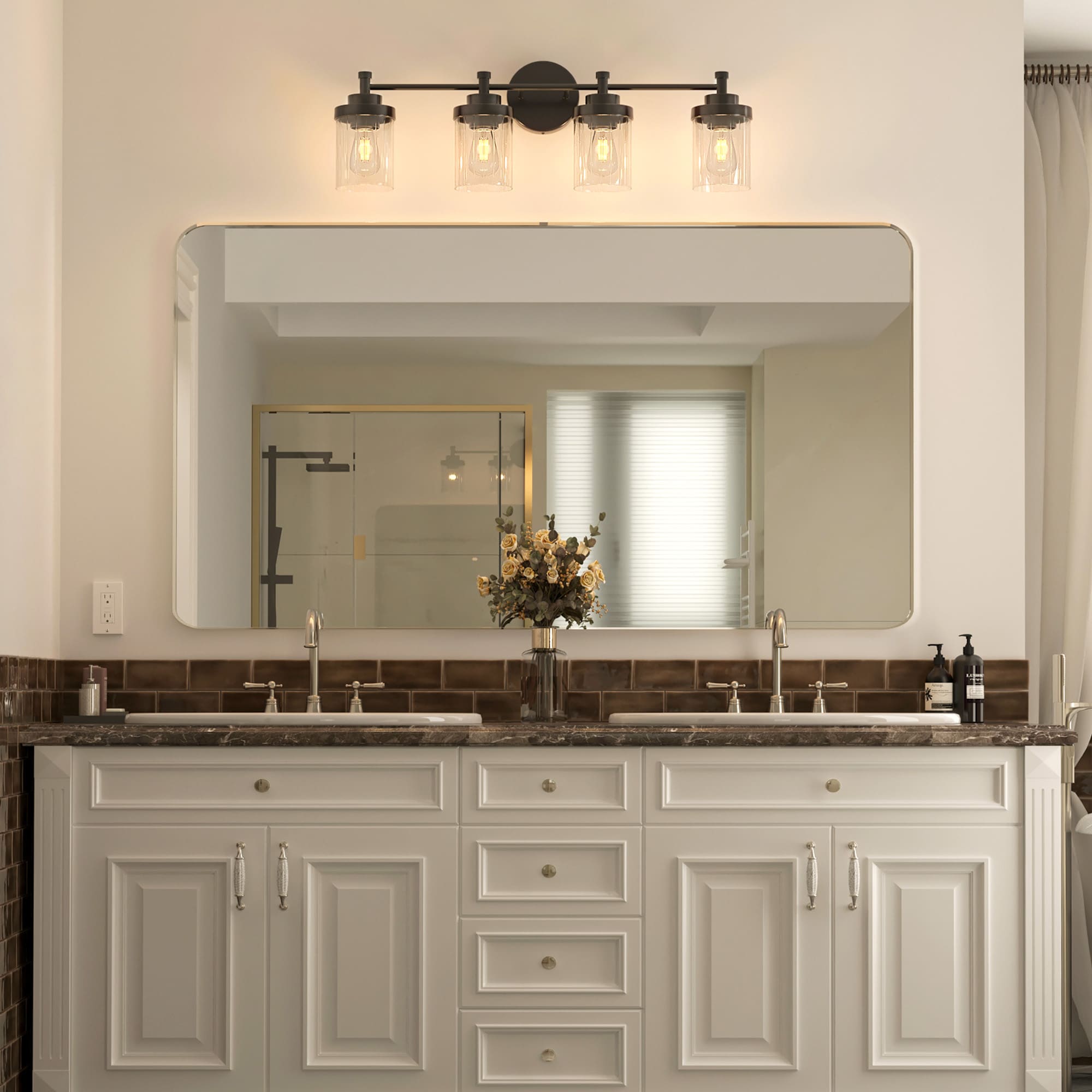 CO-Z 31.5-in 4-Light Matte Black LED Modern/Contemporary Vanity Light ...