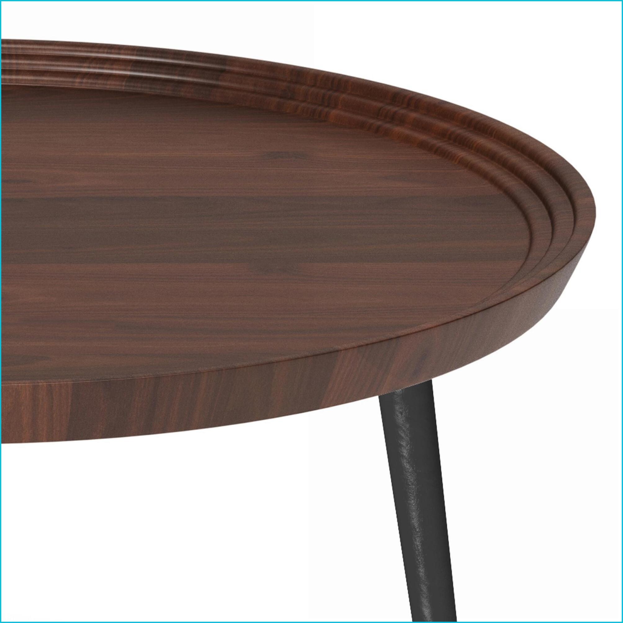 Watnature Cognac Solid Acacia Hardwood Coffee Table Modern Industrial ...