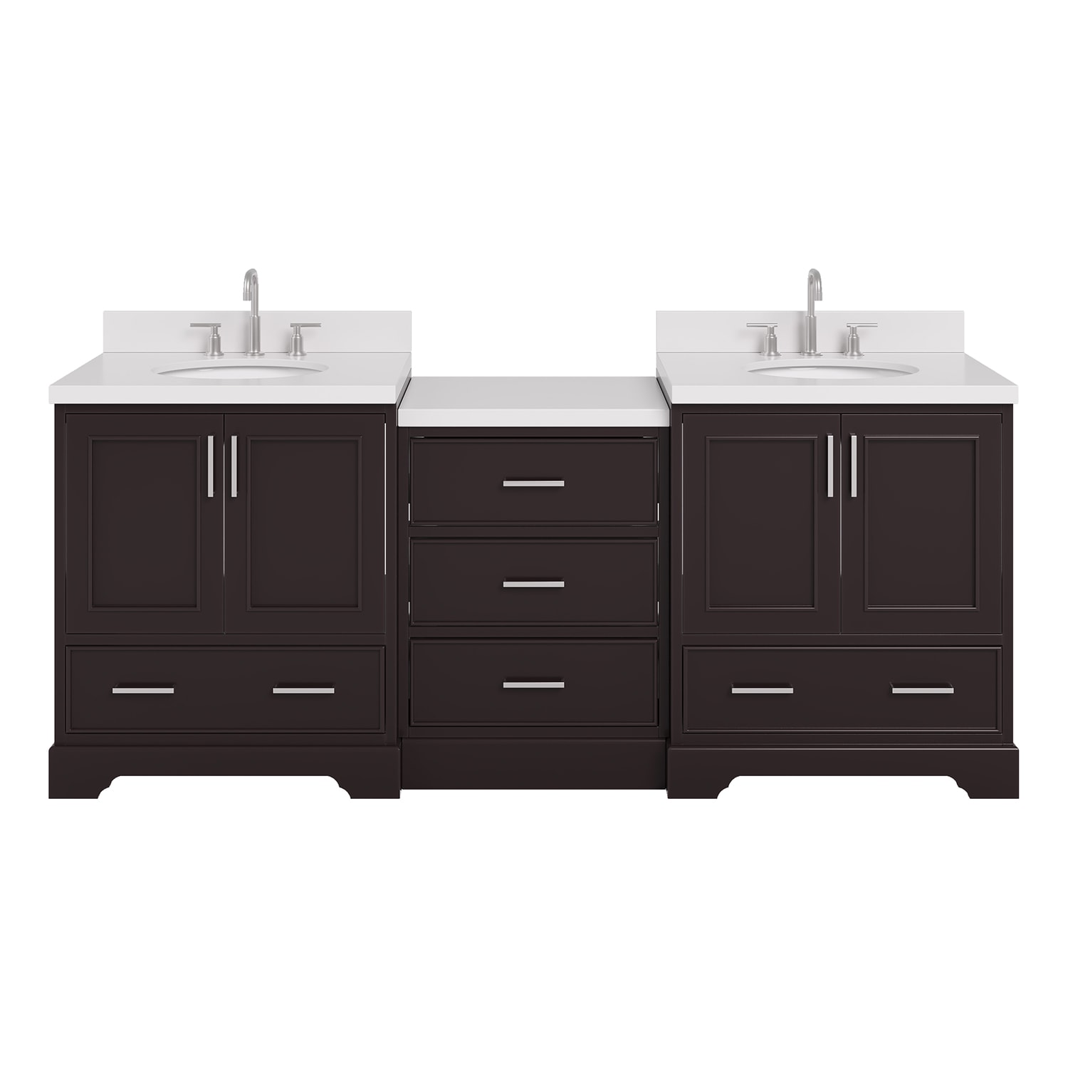 ARIEL Stafford 85-in Espresso Undermount Double Sink Bathroom Vanity ...