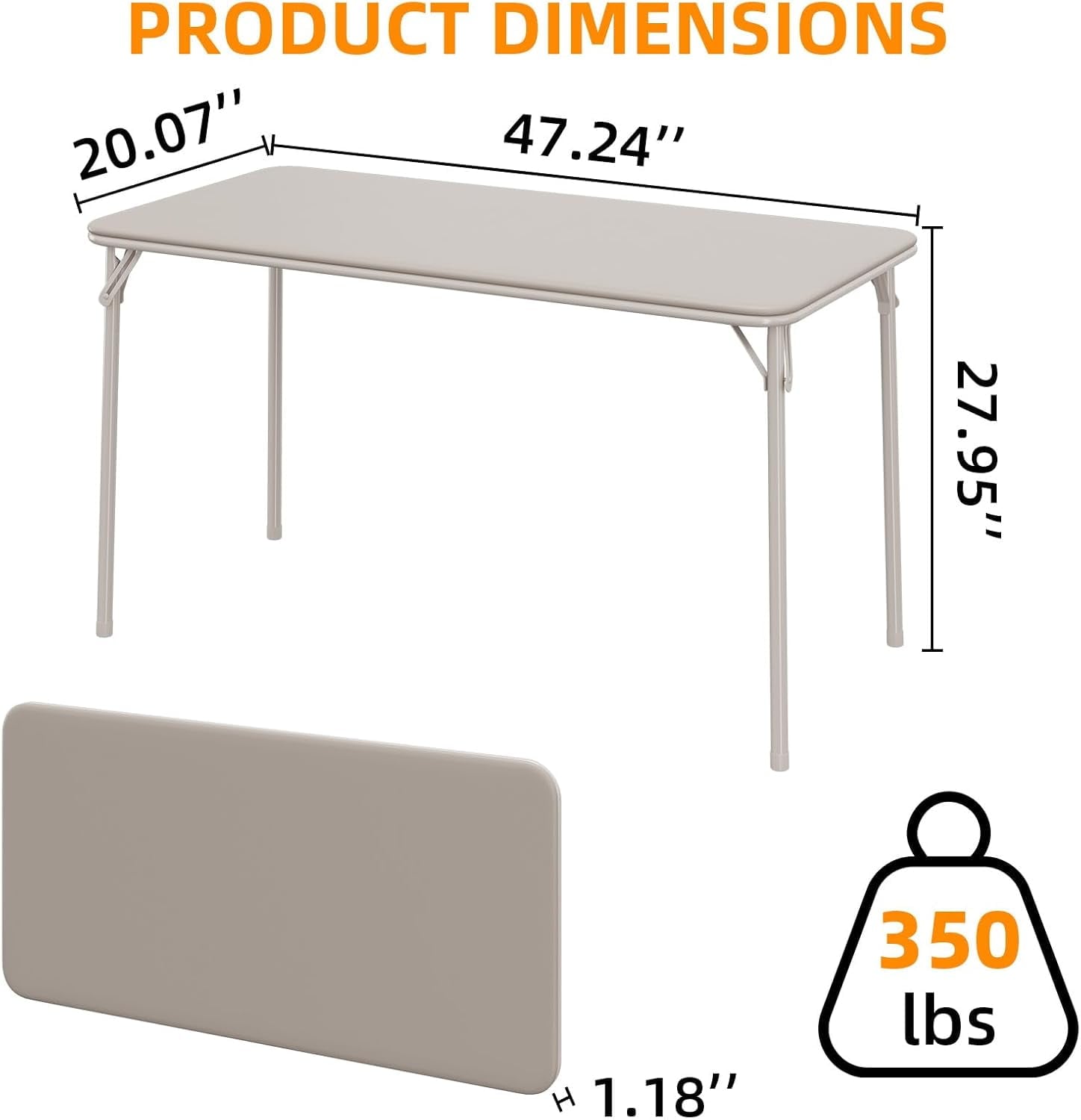 IdealHouse Beige Folding Table- 4Ft Portable Outdoor Rectangle Foldable ...
