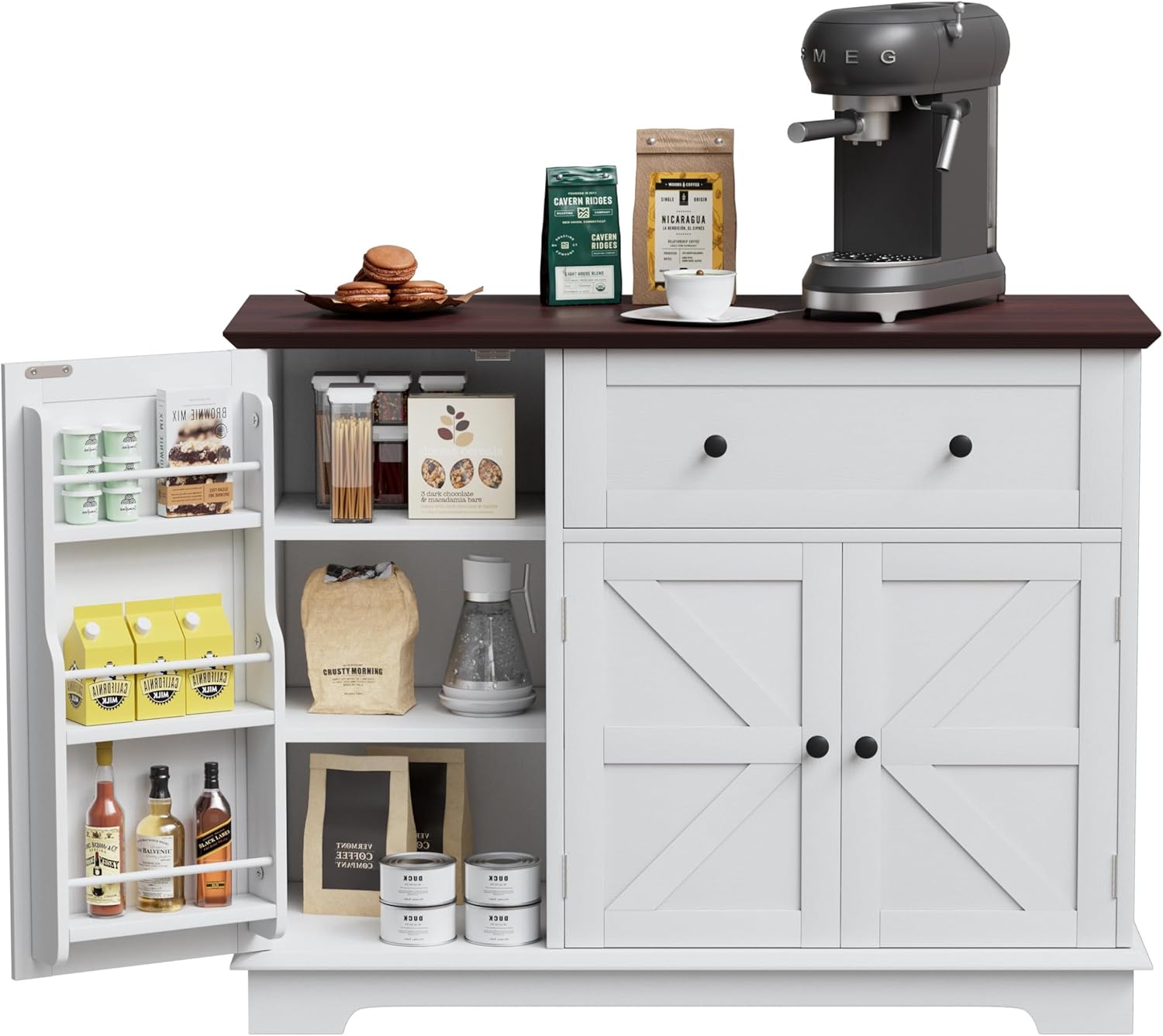 PAKASEPT Contemporary Modern White Wood Kitchen Hutch TTPJ010WXY0508 at Lowes