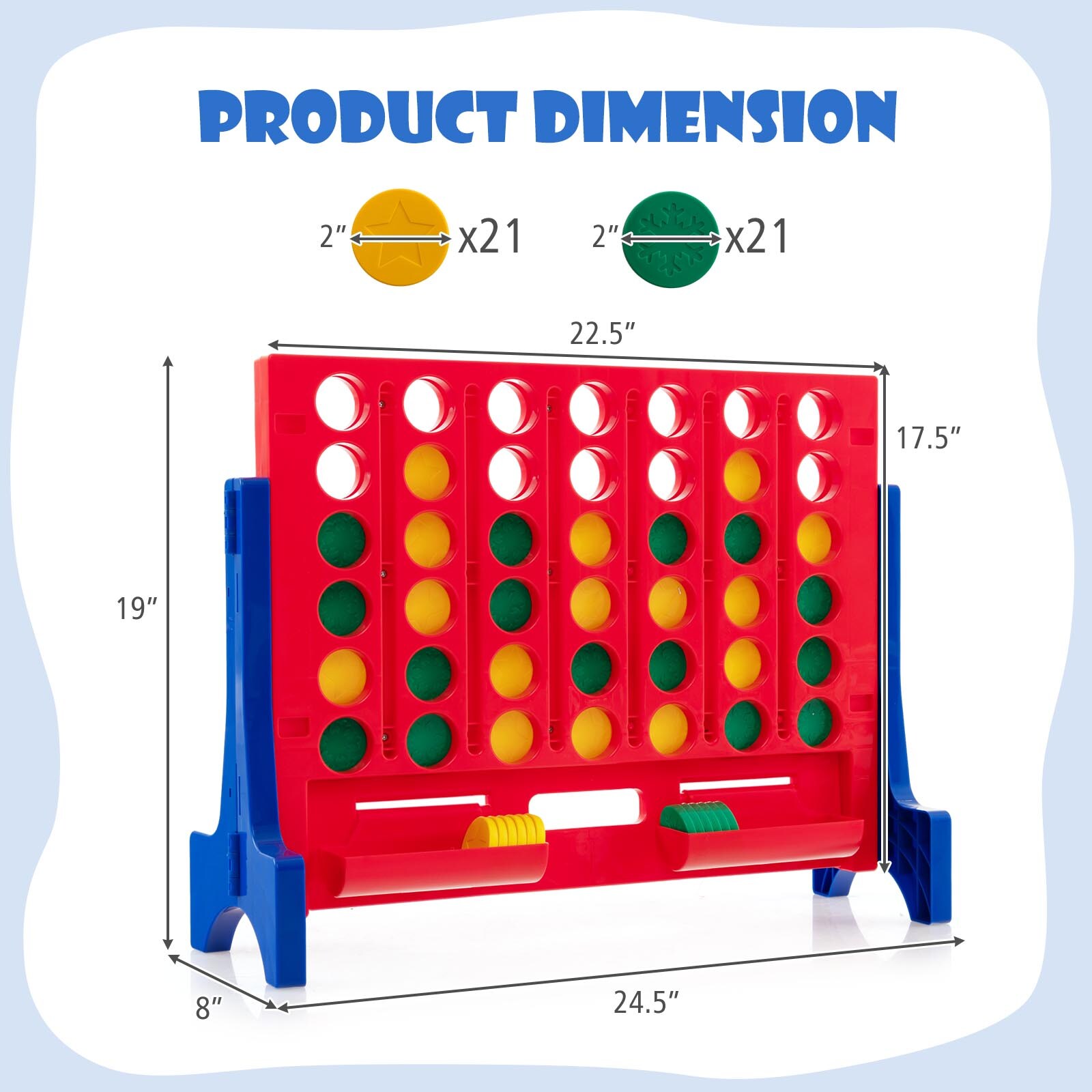 Slickblue Foldable 4 in a Row Game Set - Wall Mount or Tabletop Game ...