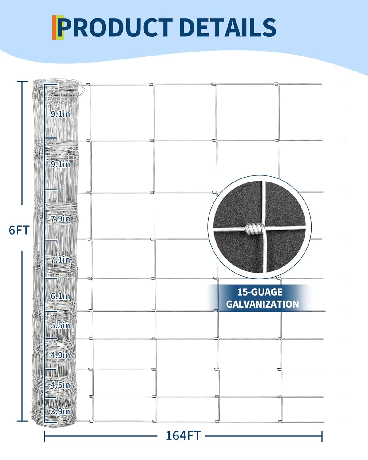 Garvee Cattle Fence Galvanized Wire Fencing for Hog Goat Sheep and Deer ...