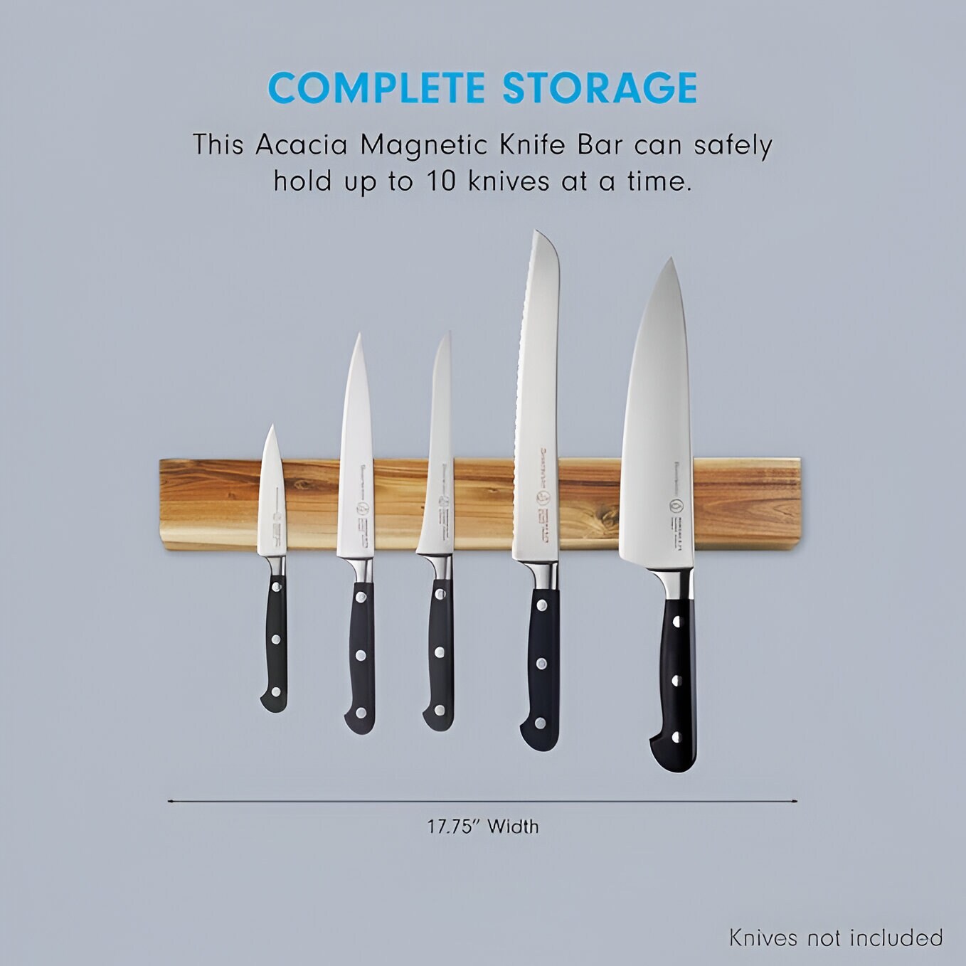 Messermeister 16.75 Inch Magnetic Knife Bar Acacia Wood in the Cutlery ...
