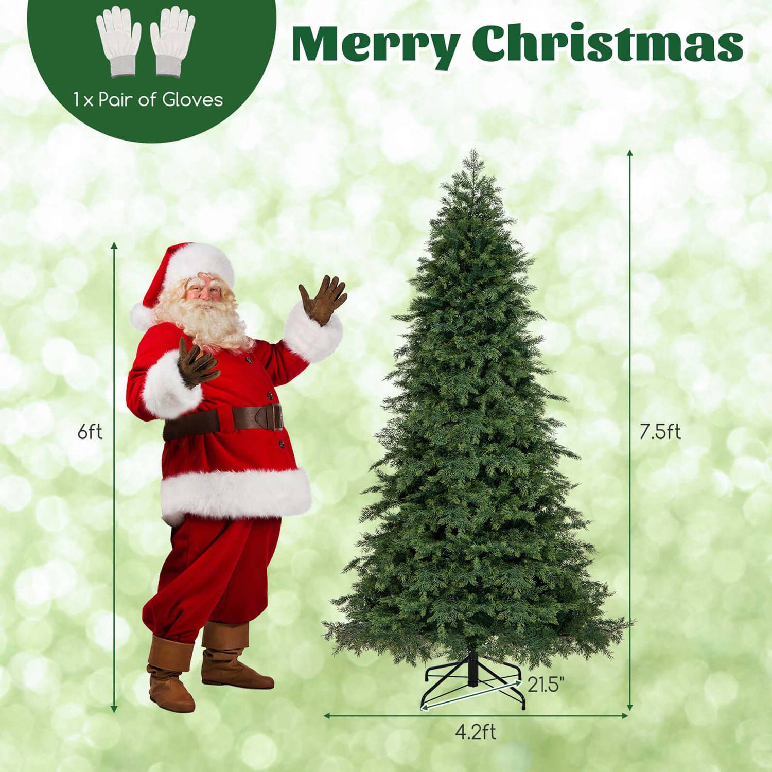 Costway 7.5 FT Artificial Xmas Tree with 1019 PE PVC Branch Tips and ...