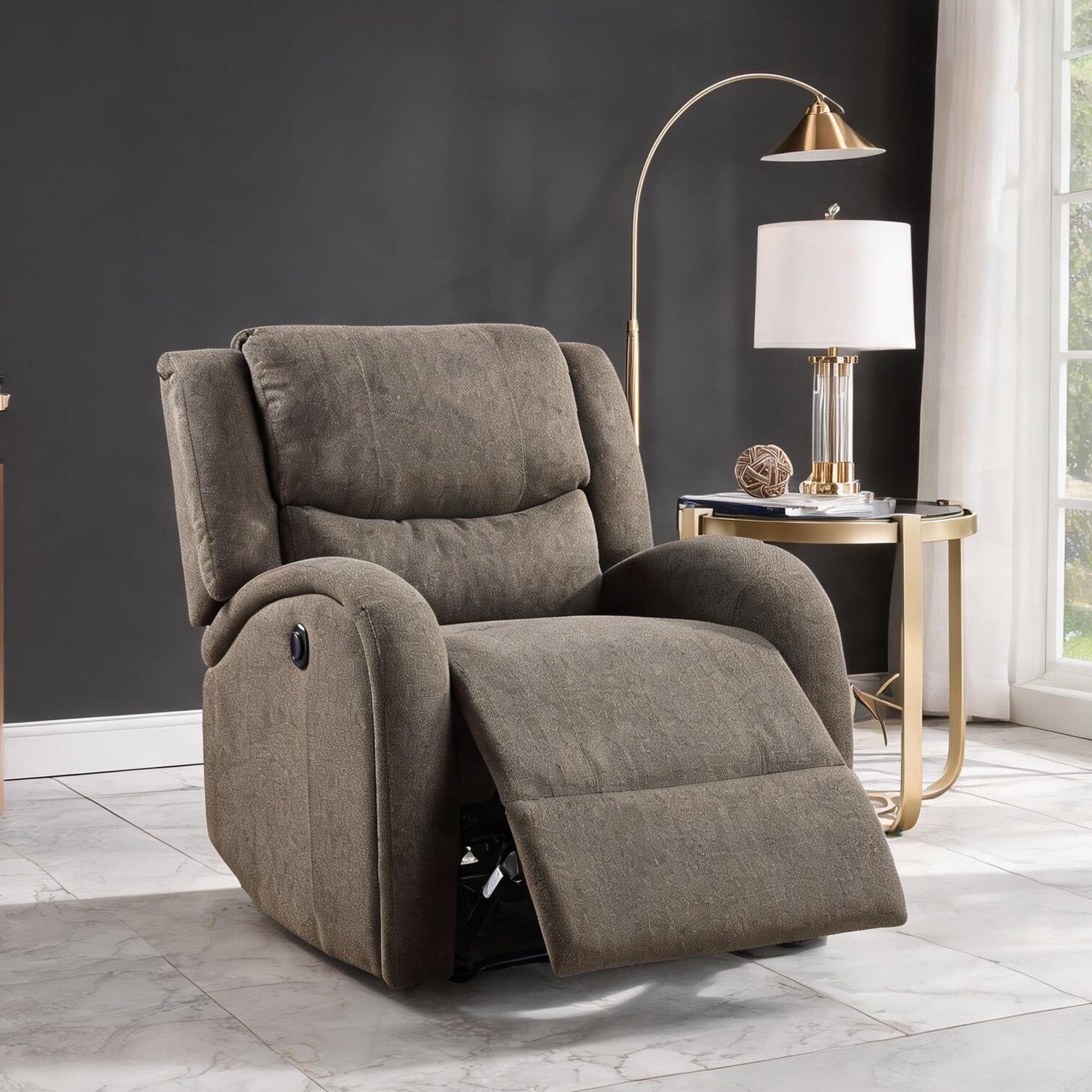 Watnature One-Seat Power Reclining Chair for Living Room Rich Brown ...