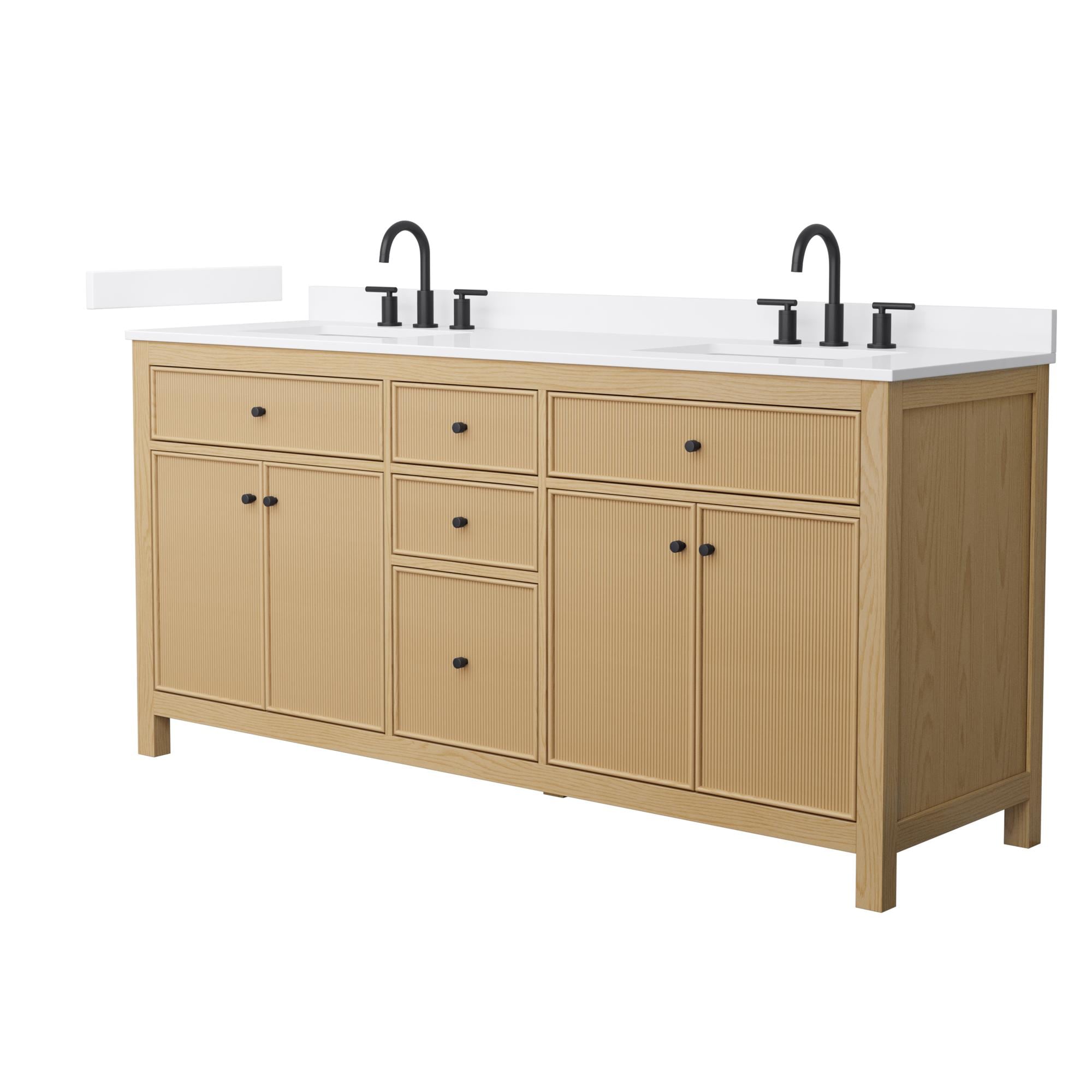 Wyndham Collection Pendry 72-in Tanned Oak with Matte Black Trim ...