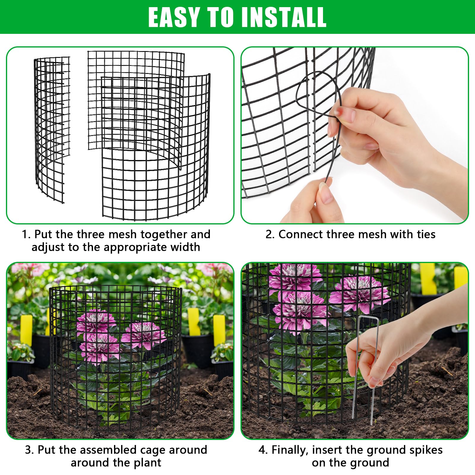 OGETFUUR 5 Pack 14.2 x 11.8 in. Metal Wire Plant Cages Mesh Plant Cage ...