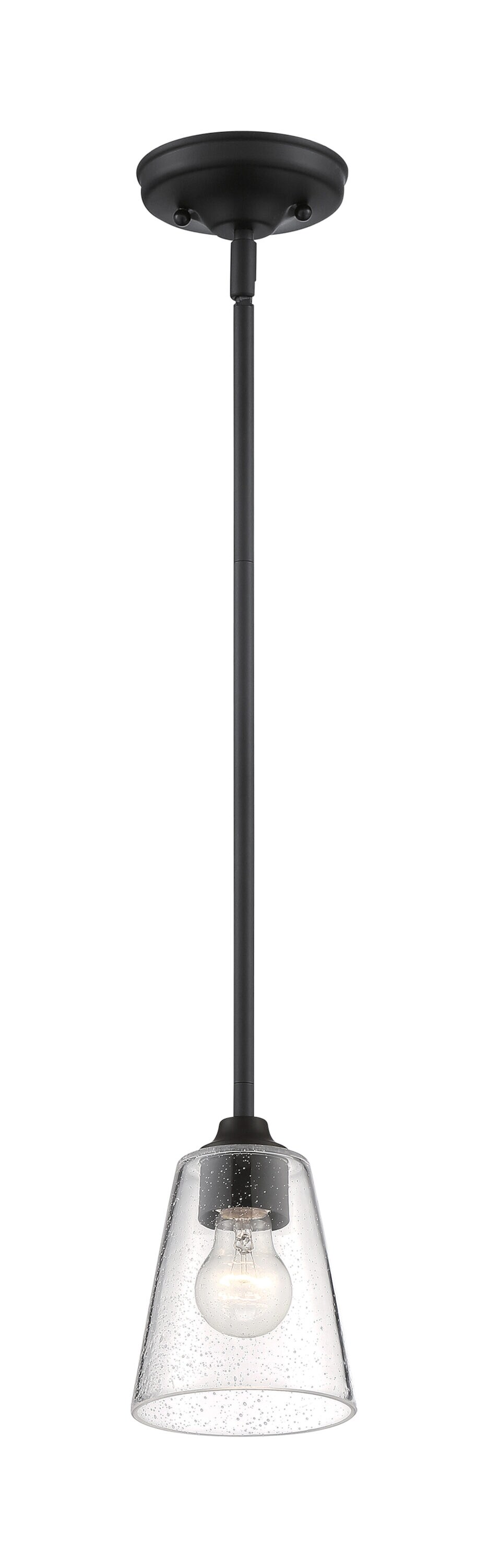 SATCO NUVO Bransel Matte Black Transitional Seeded Glass Cylinder Led ...