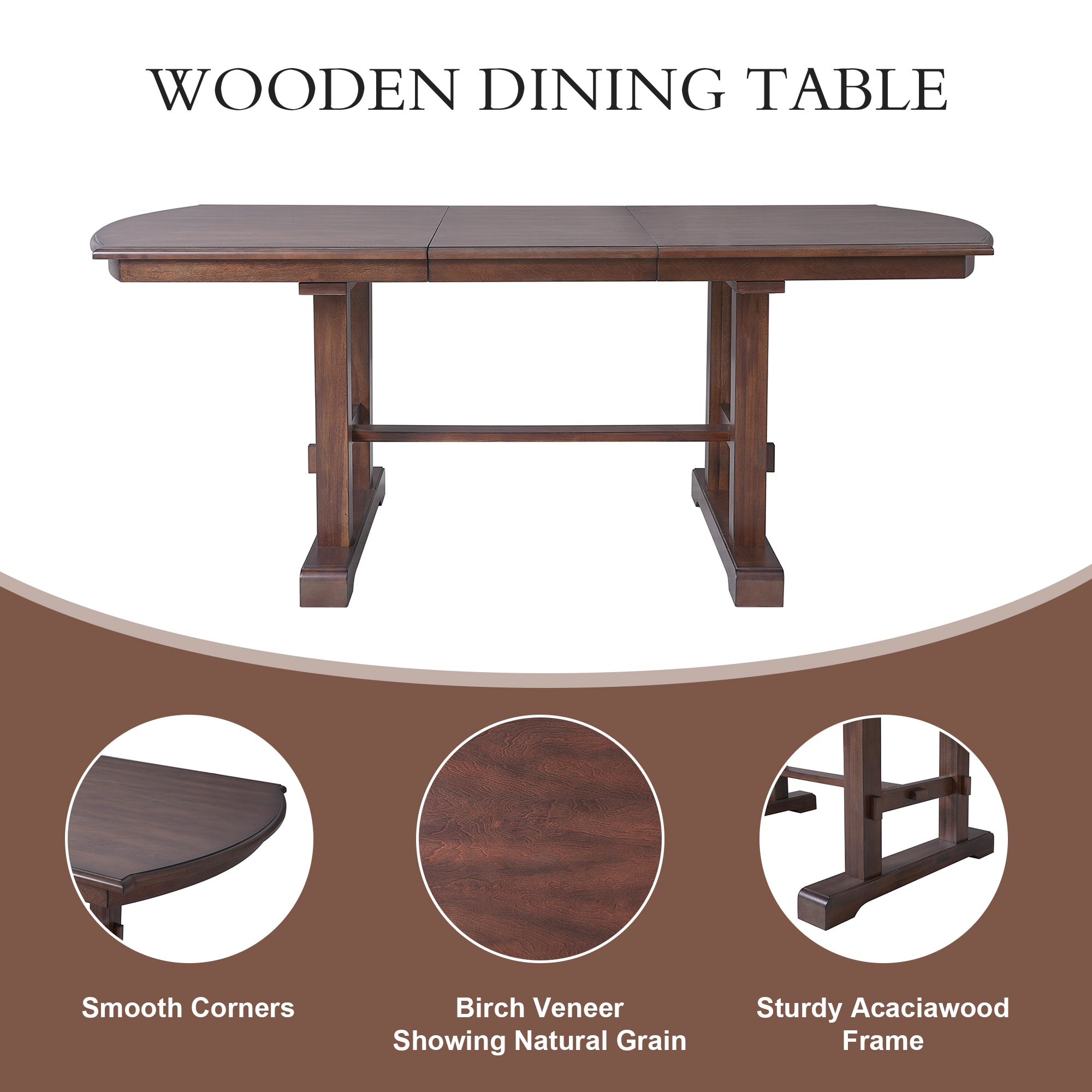 ModernLuxe 60inch78inch Extendable Dining Table Farmhouse Wooden ...