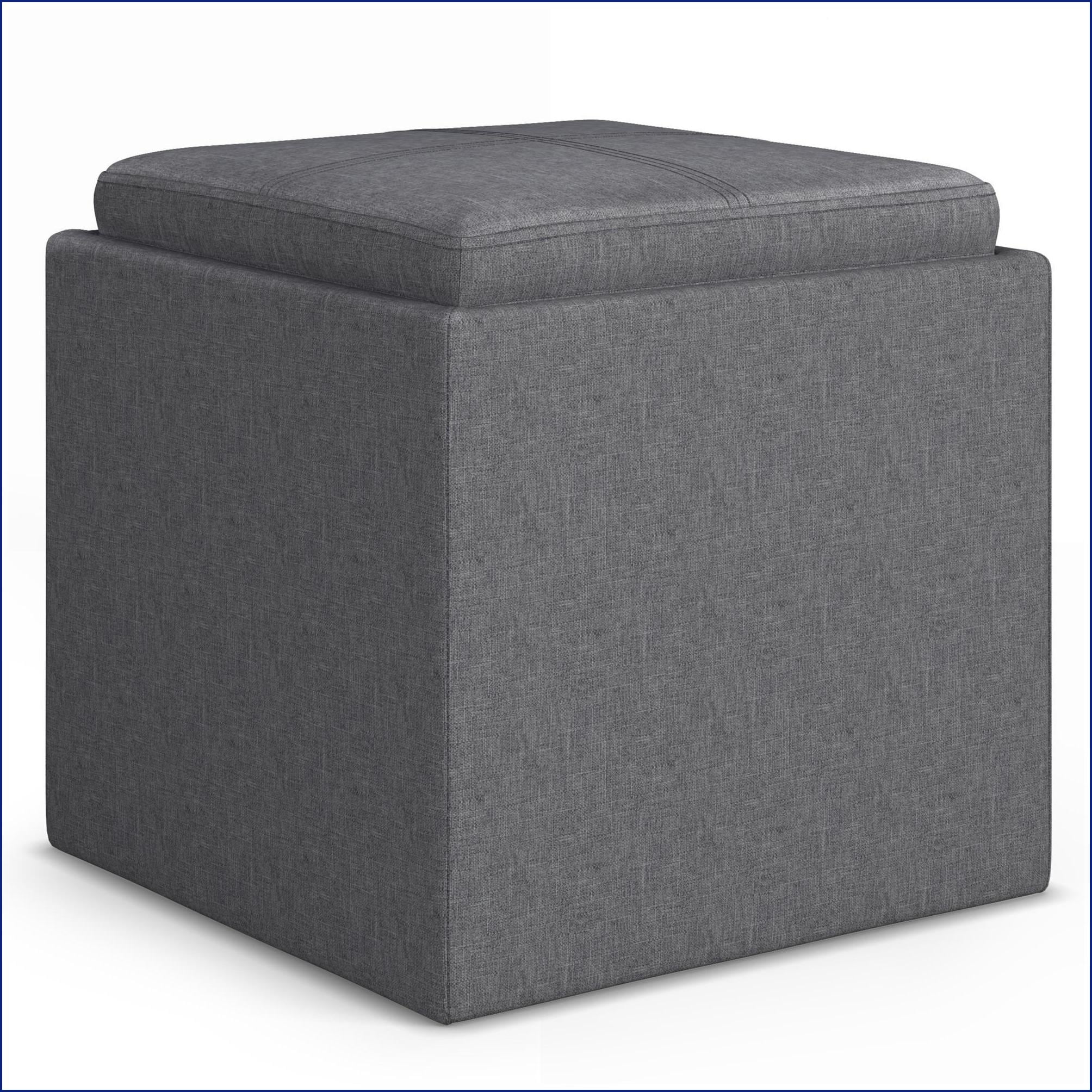 Watnature Ottoman with Storage amp Flip Tray Contemporary Slate Grey ...