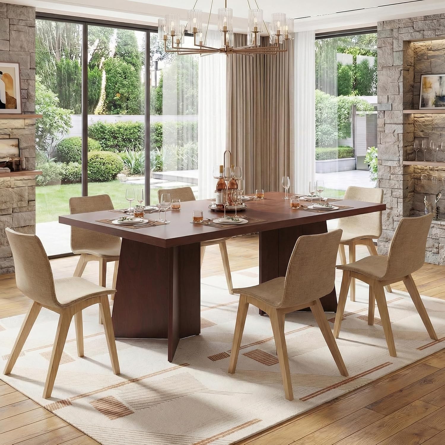 IdealHouse 63 inch Farmhouse Dining Table for 6 to 8 Rectangular ...