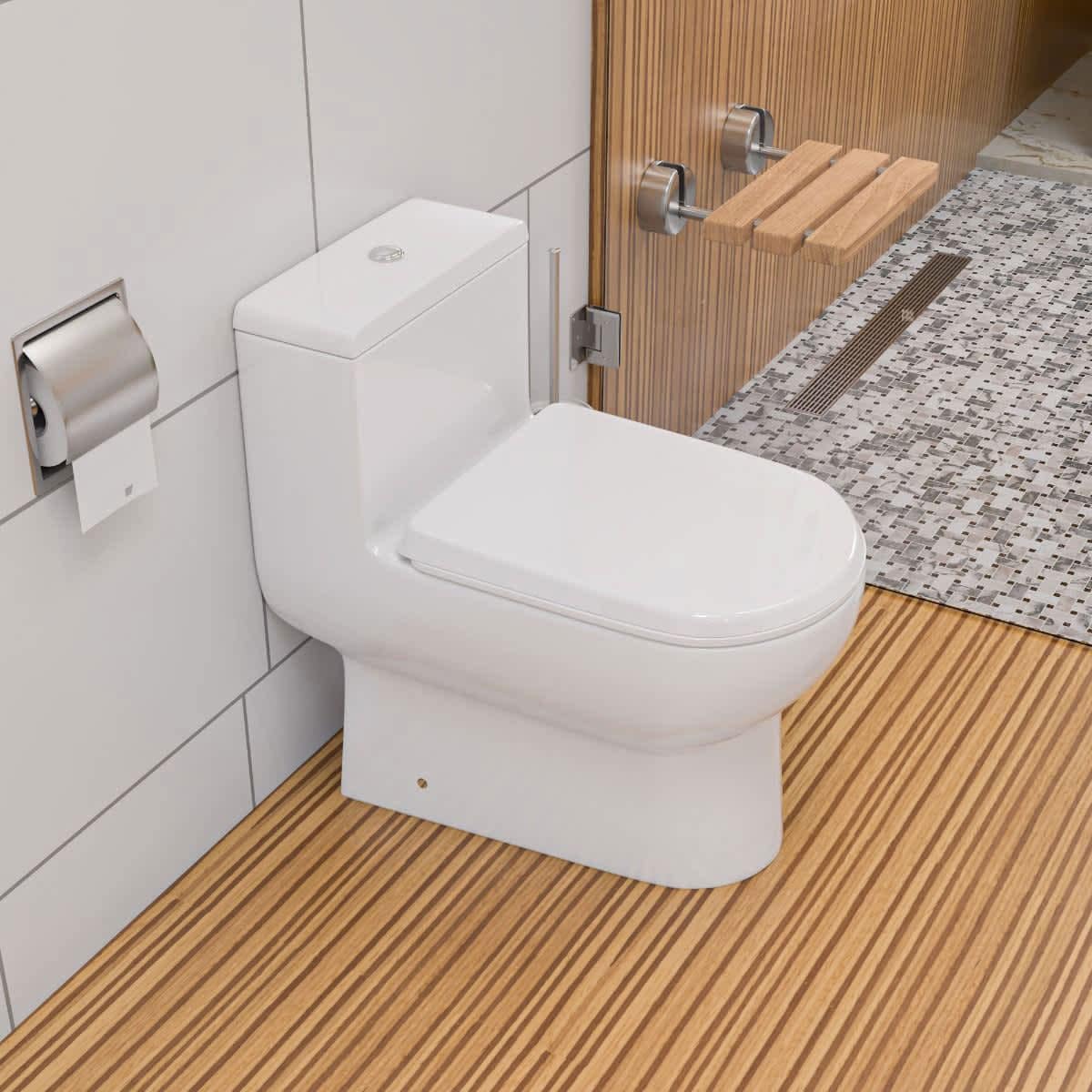 Whitehaus Collection Magic Flush Eco Friendly One Piece Toilet with a ...