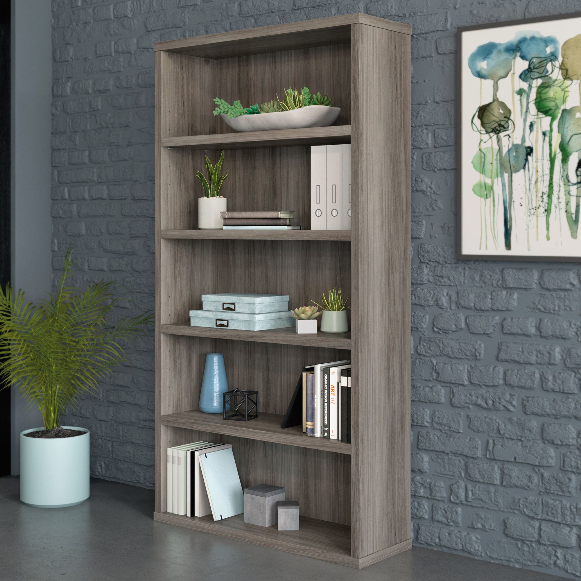 Sauder OfficeWorks by Affirm Commercial Office Bookcase Hudson Elm ...
