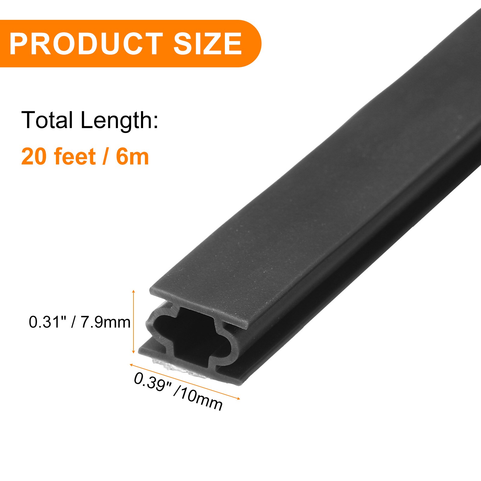 Harfington Rubber Weather Stripping Door Seal Strip 20-Foot D-Shaped ...