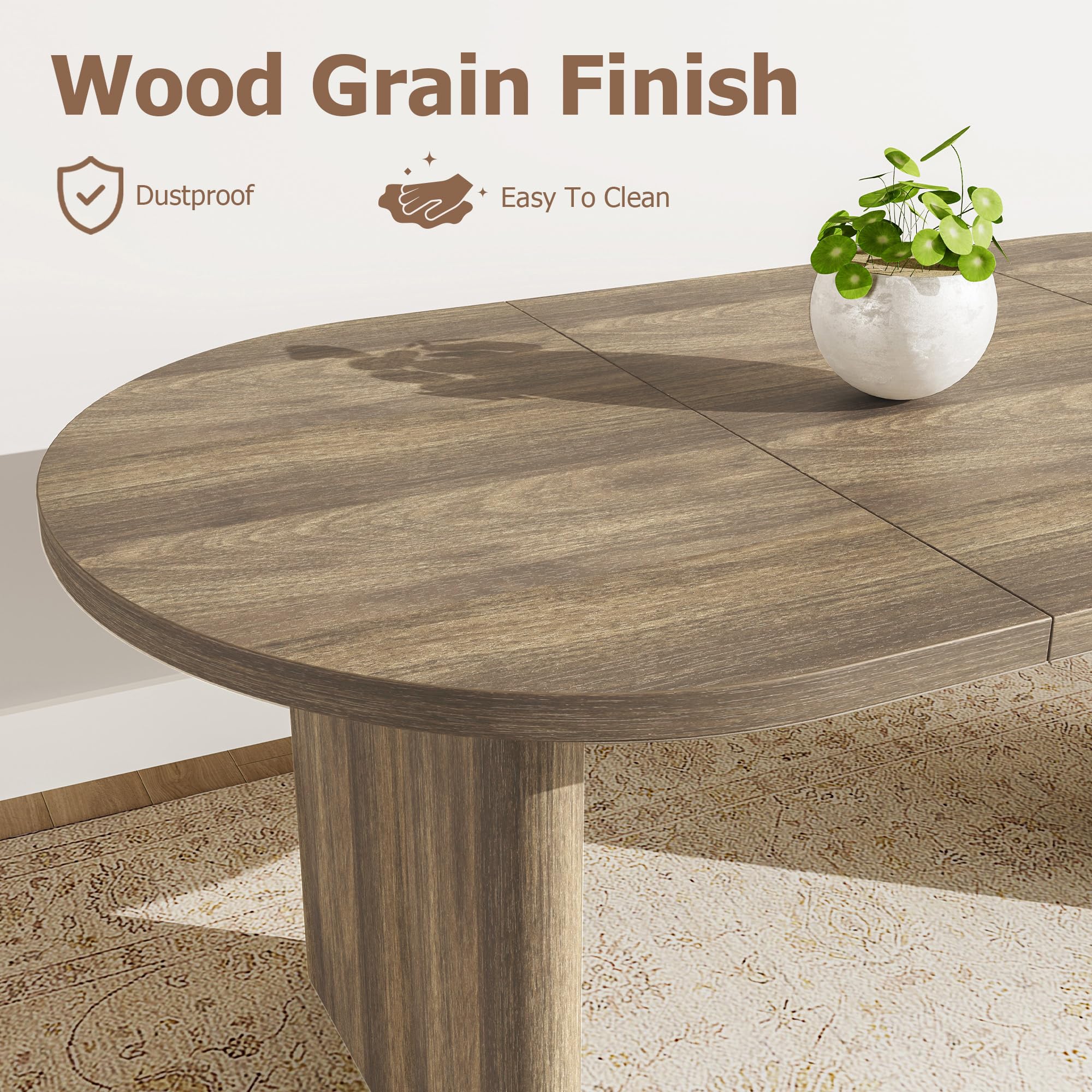 IdealHouse 63 Inch Large Farmhouse Oval Dining Table for 6-8 Long Large ...