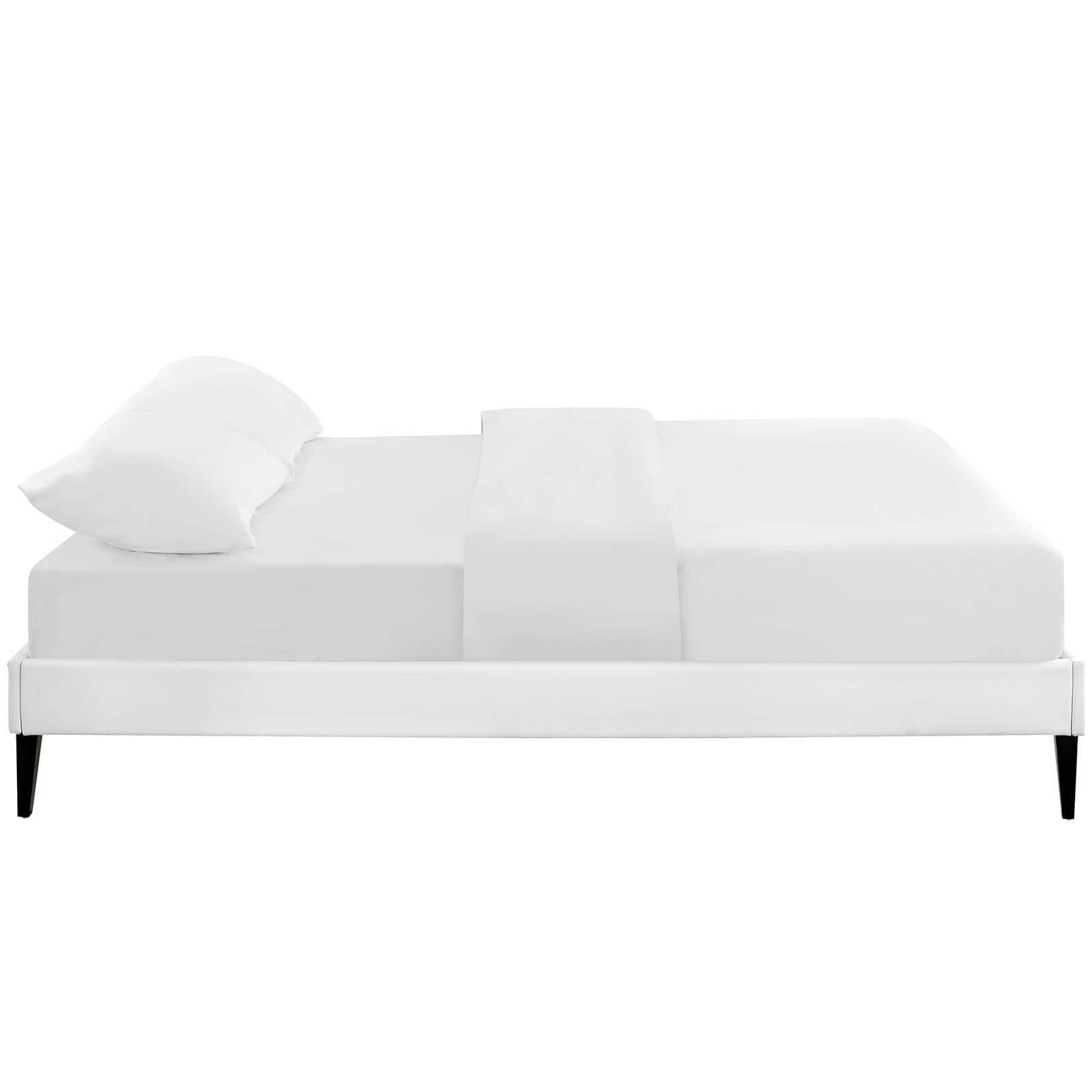 Modway Sharon Vinyl Full Bed Frame with Squared Tapered Legs in White ...