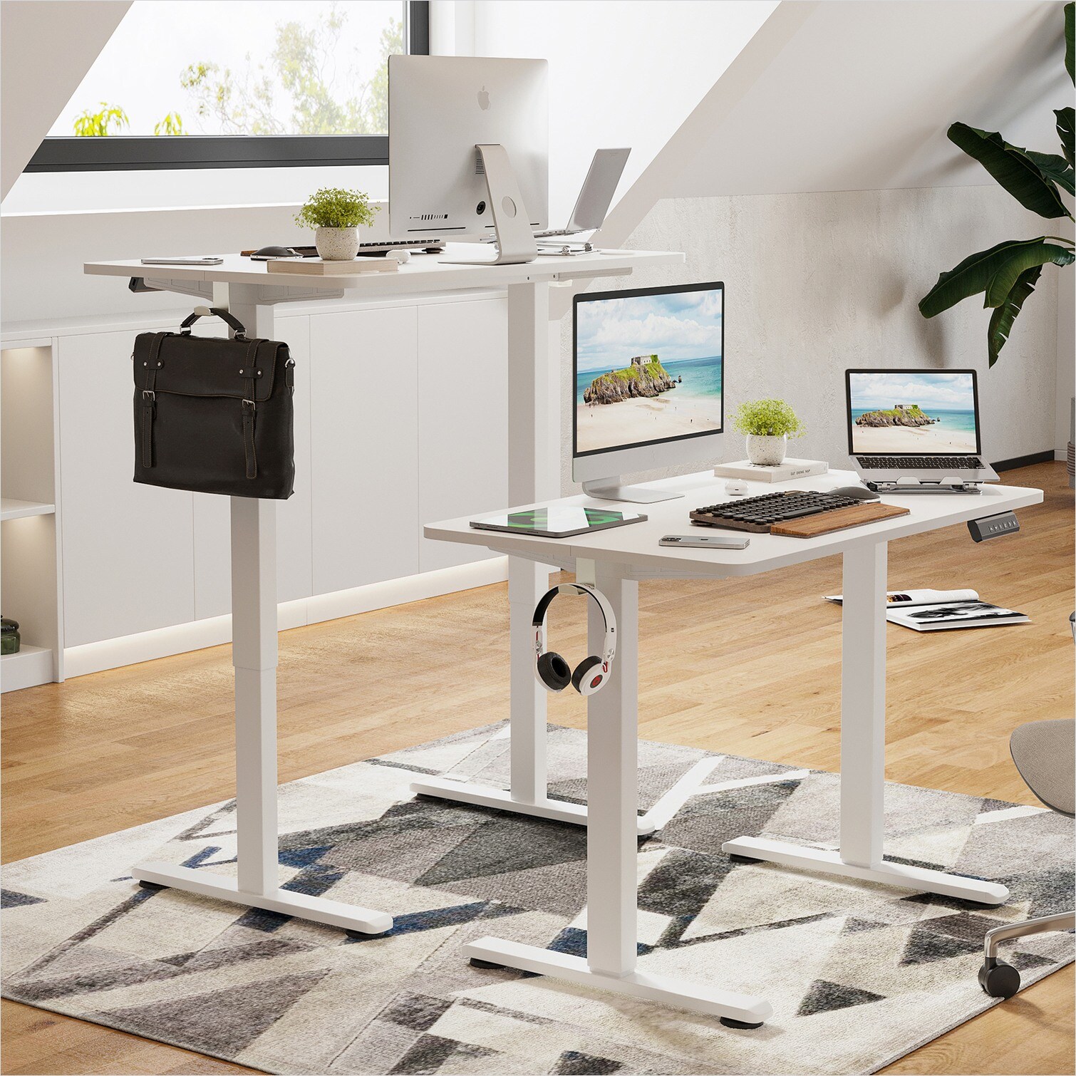 Watnature Adjustable Standing Desk Convertible Height with Splice Board ...