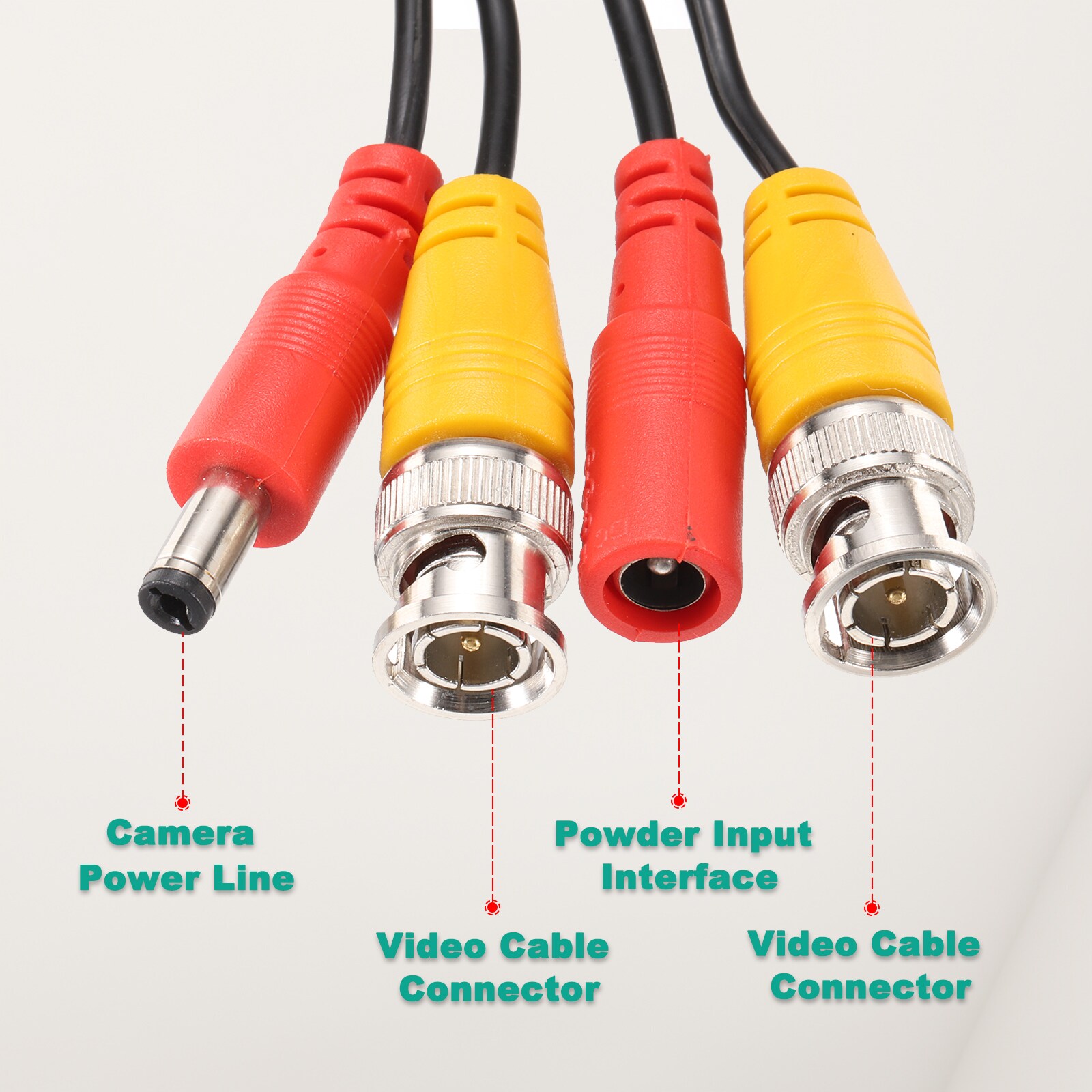 Unique Bargains 4 Sets BNC Video Power Cable 20m/66-Foot All-in-One ...