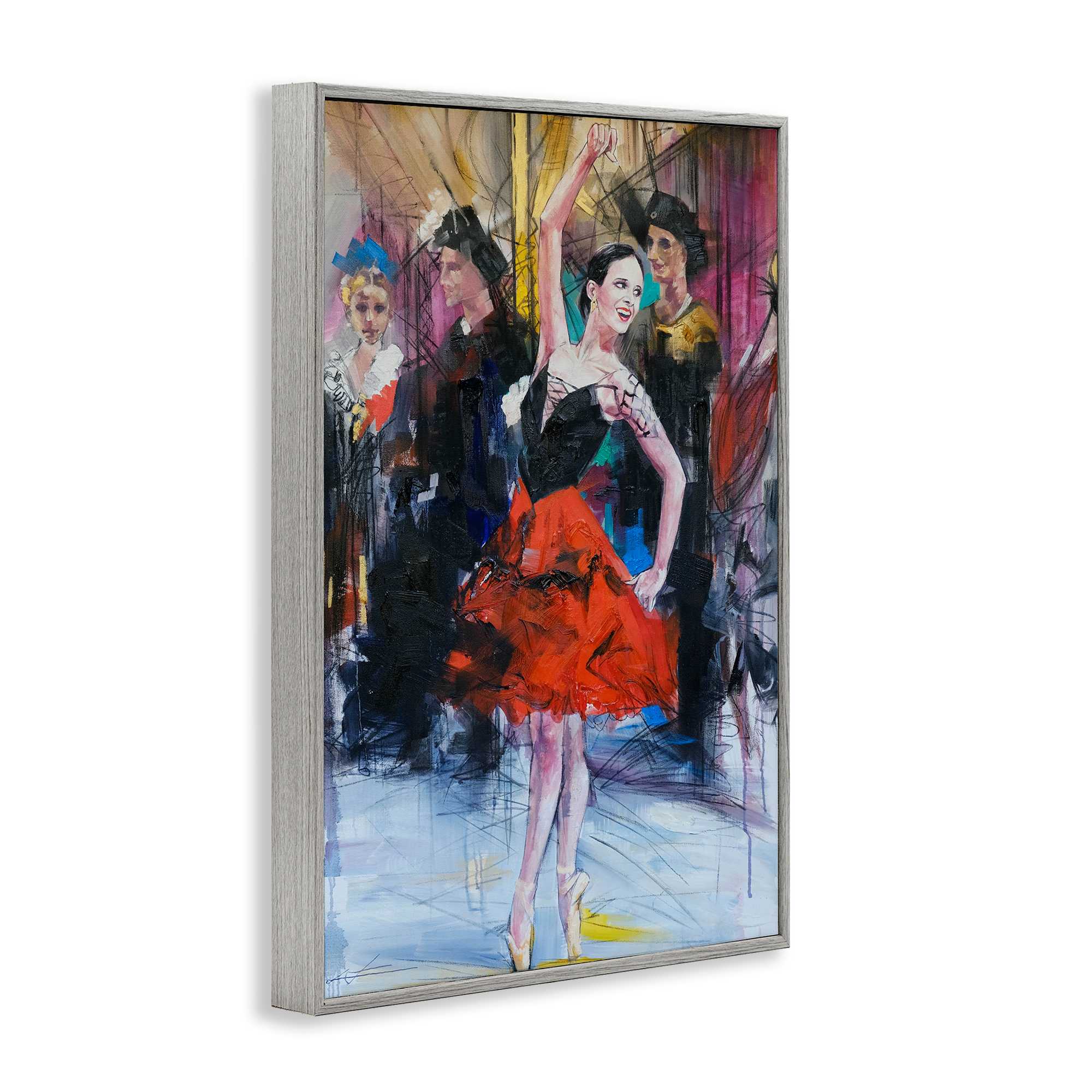 Stupell Industries Abstract Ballerina Bold Collage Gray Framed Giclee ...
