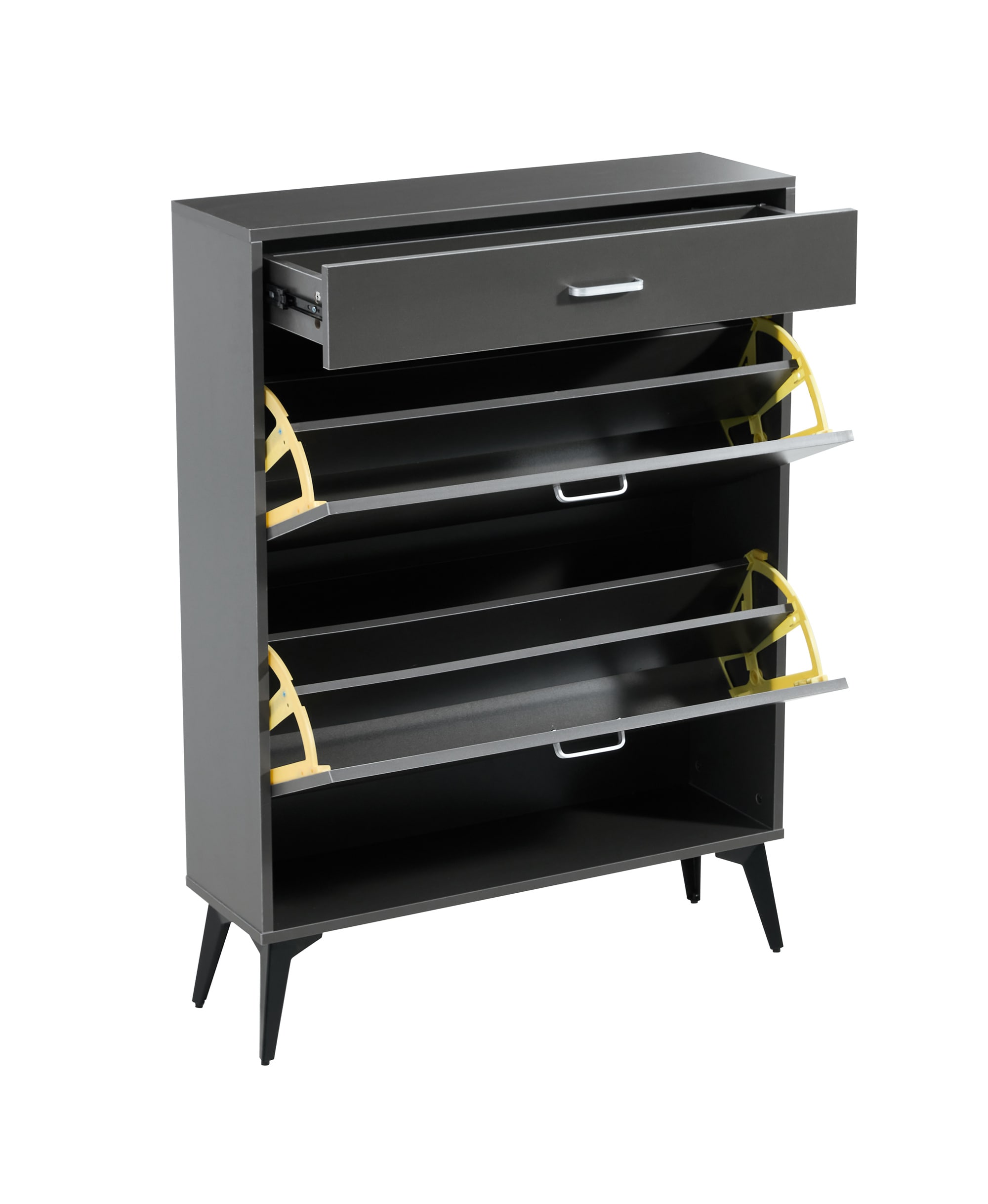 Qeetex Free Standing Cabinet with Metal Legs Space-Saving Design Shoe ...
